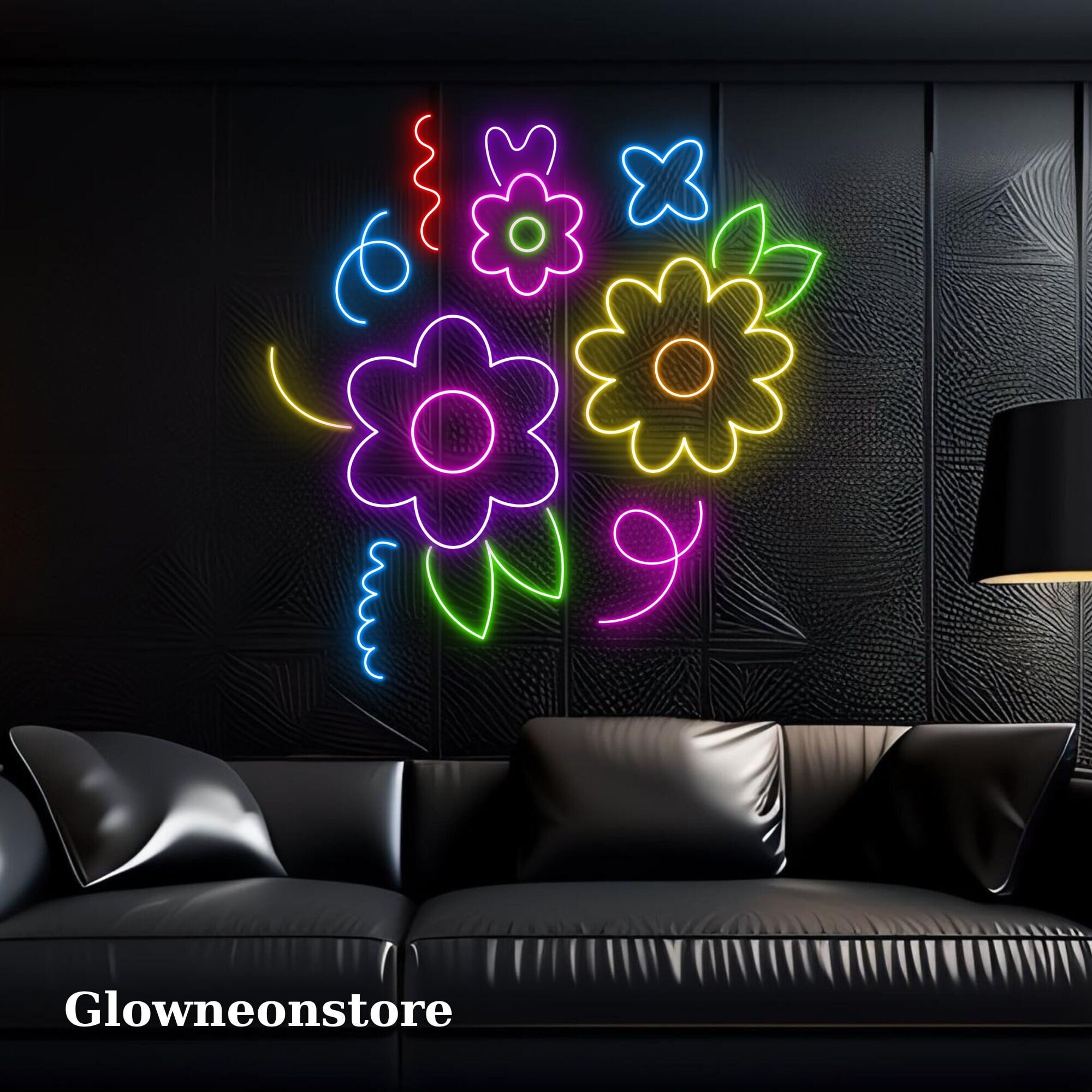 Glowneon Flowers Neon Sign, Flowers Multi Colors Led Sign, Flowers Shop ...