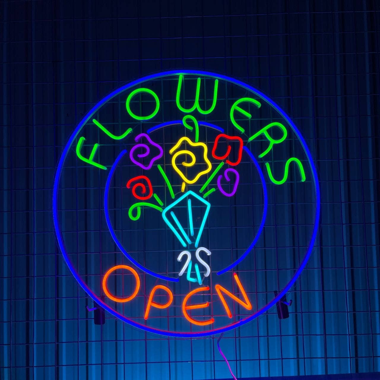 Glowneon Flowers Open Neon Signboard, Flower Plan Shop Entrance Decor ...