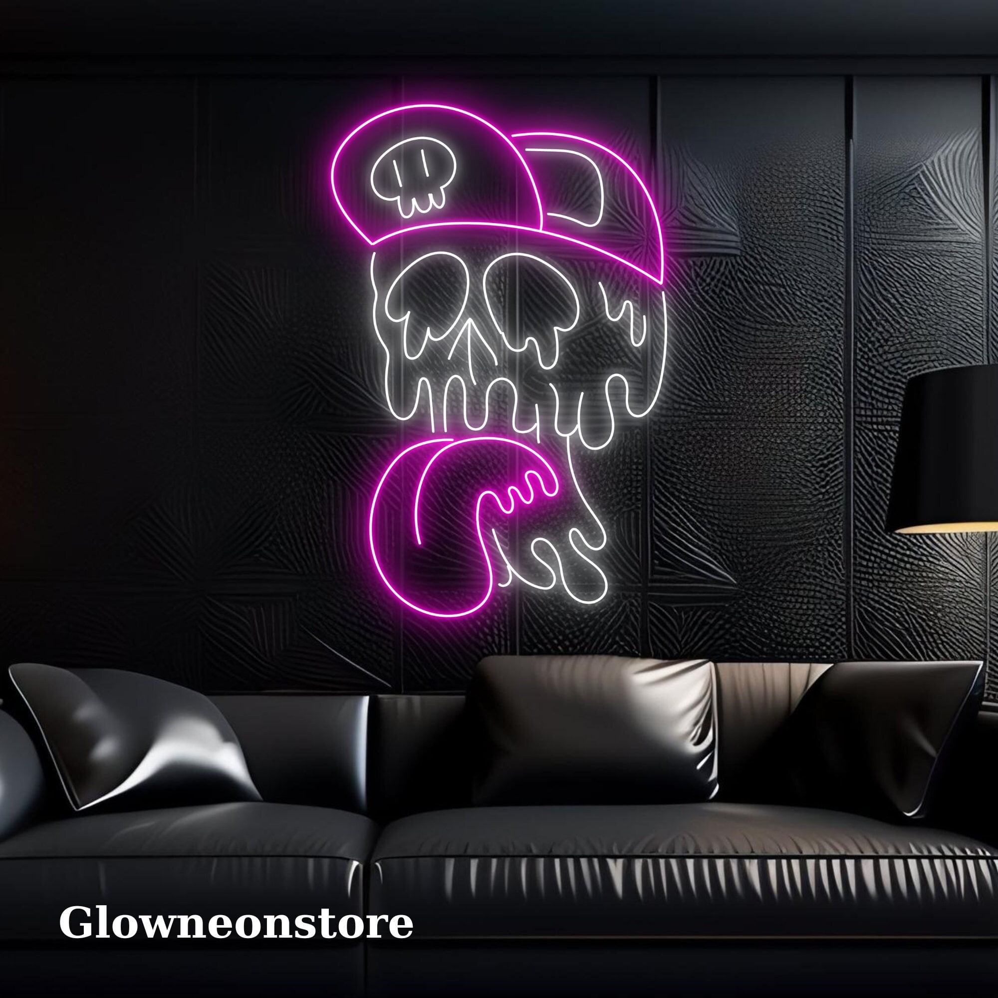 Glowneon Flowing Skull Neon Sign, Skull Head Neon Sign, Flowing Skull ...