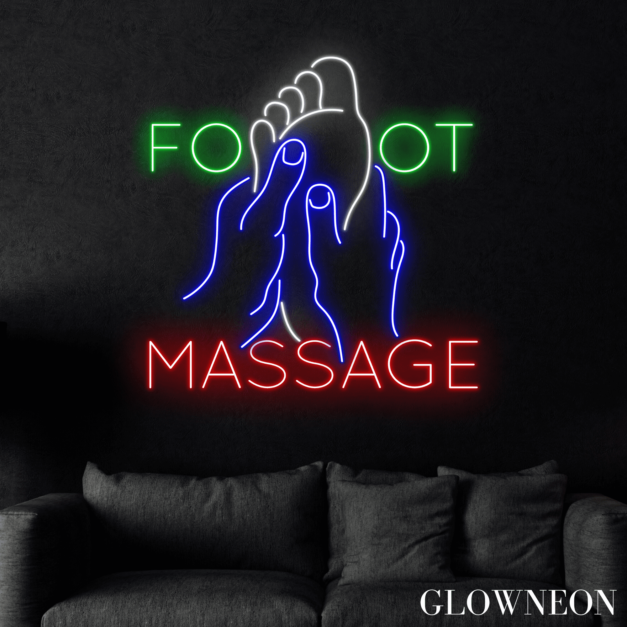 Glowneon Foot Massage Neon Sign, Foot Massage Led Sign, Spa Wall Art ...
