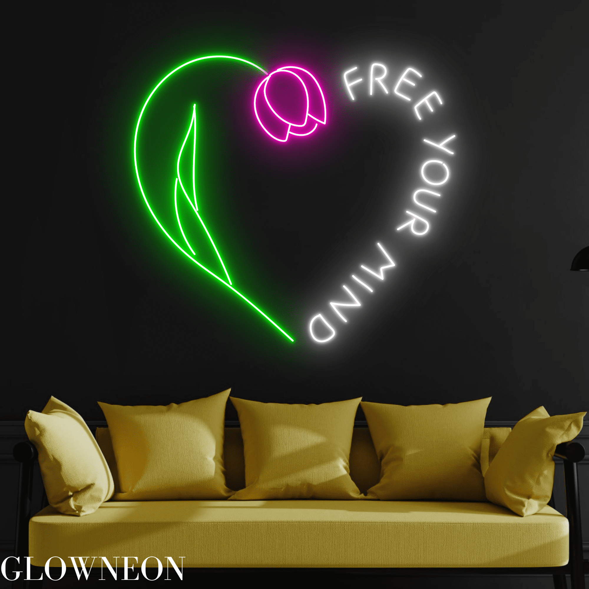 Glowneon Free Your Mind Neon Sign, Flower Led Sign, Flower Shop Sign ...