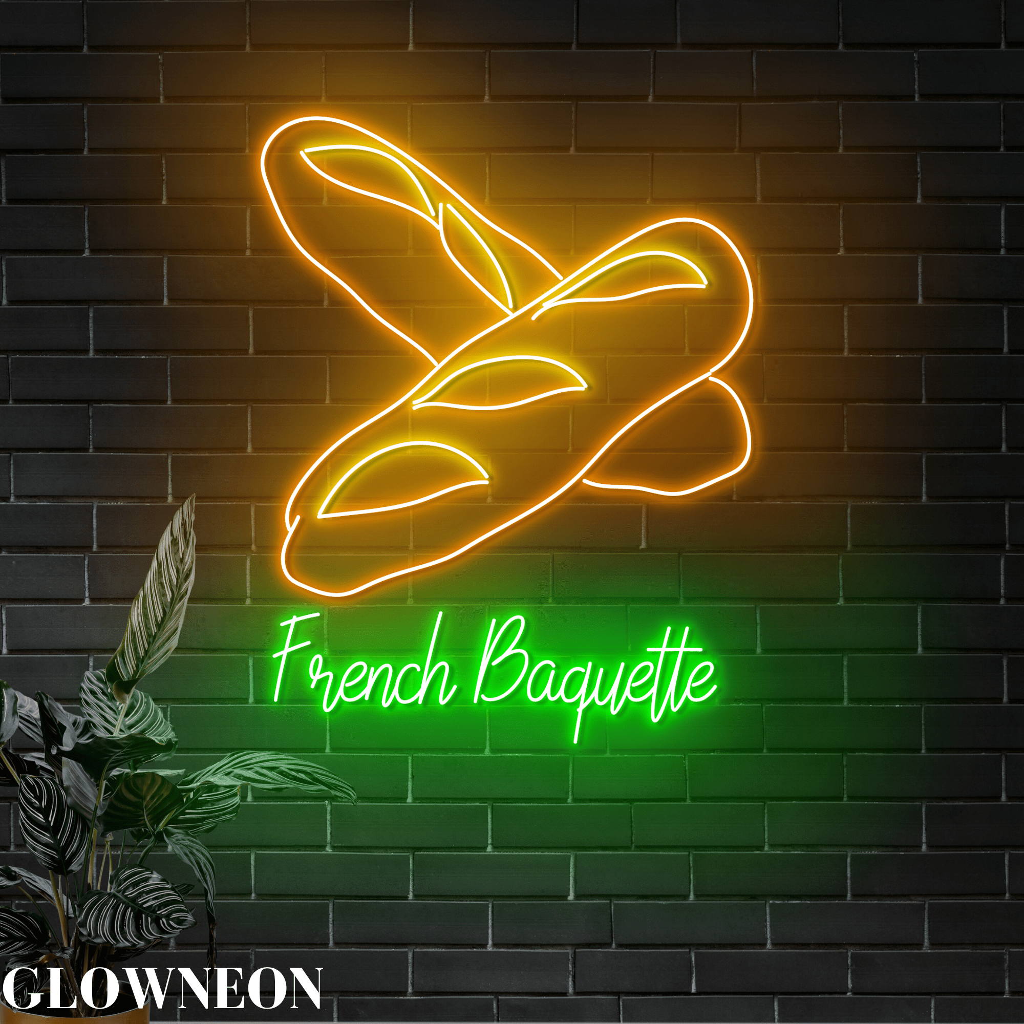 Glowneon French Baguette Neon Sign, French Bread Bakery Led Wall Deco ...