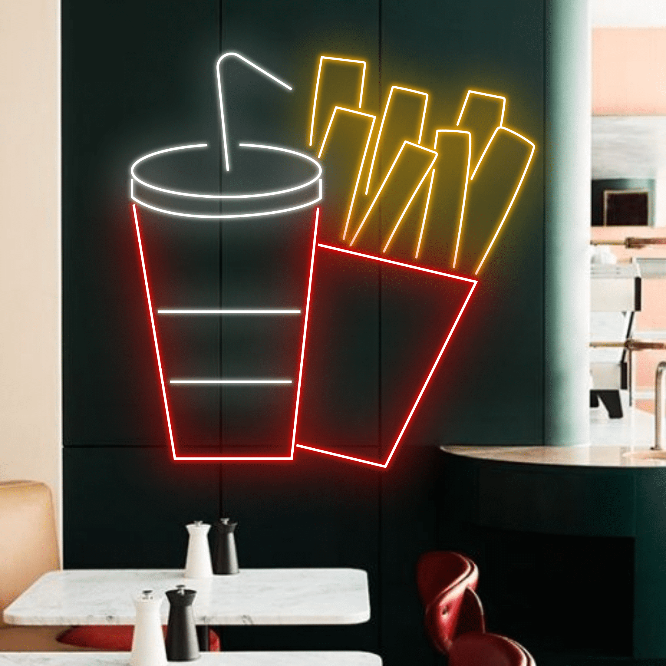 Glowneon French Fries & Coke Neon Signs, Fast Food Restaurant Decor ...