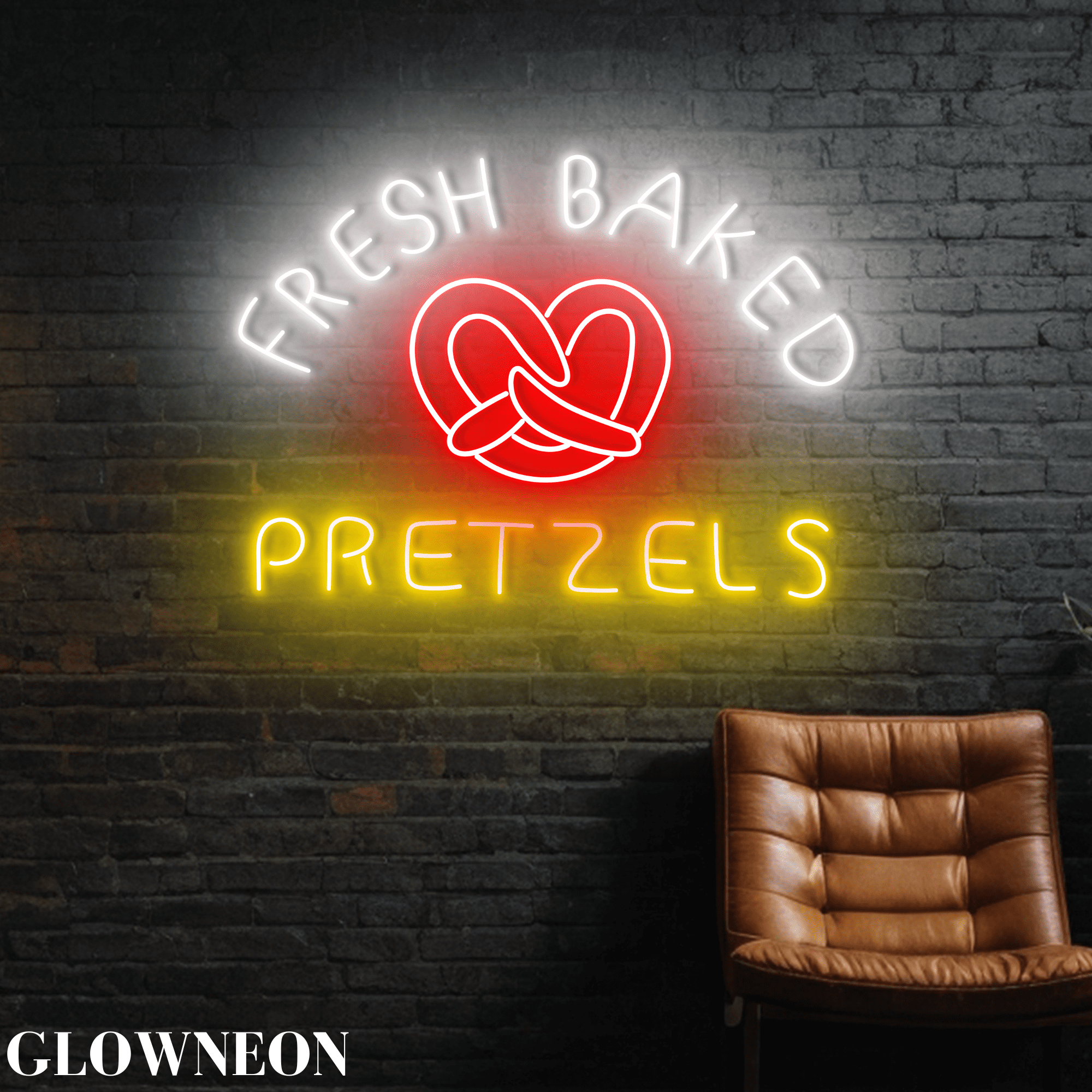 Glowneon Fresh Baked Pretzels Led Sign, Pretzel Germany Shop Neon Led ...