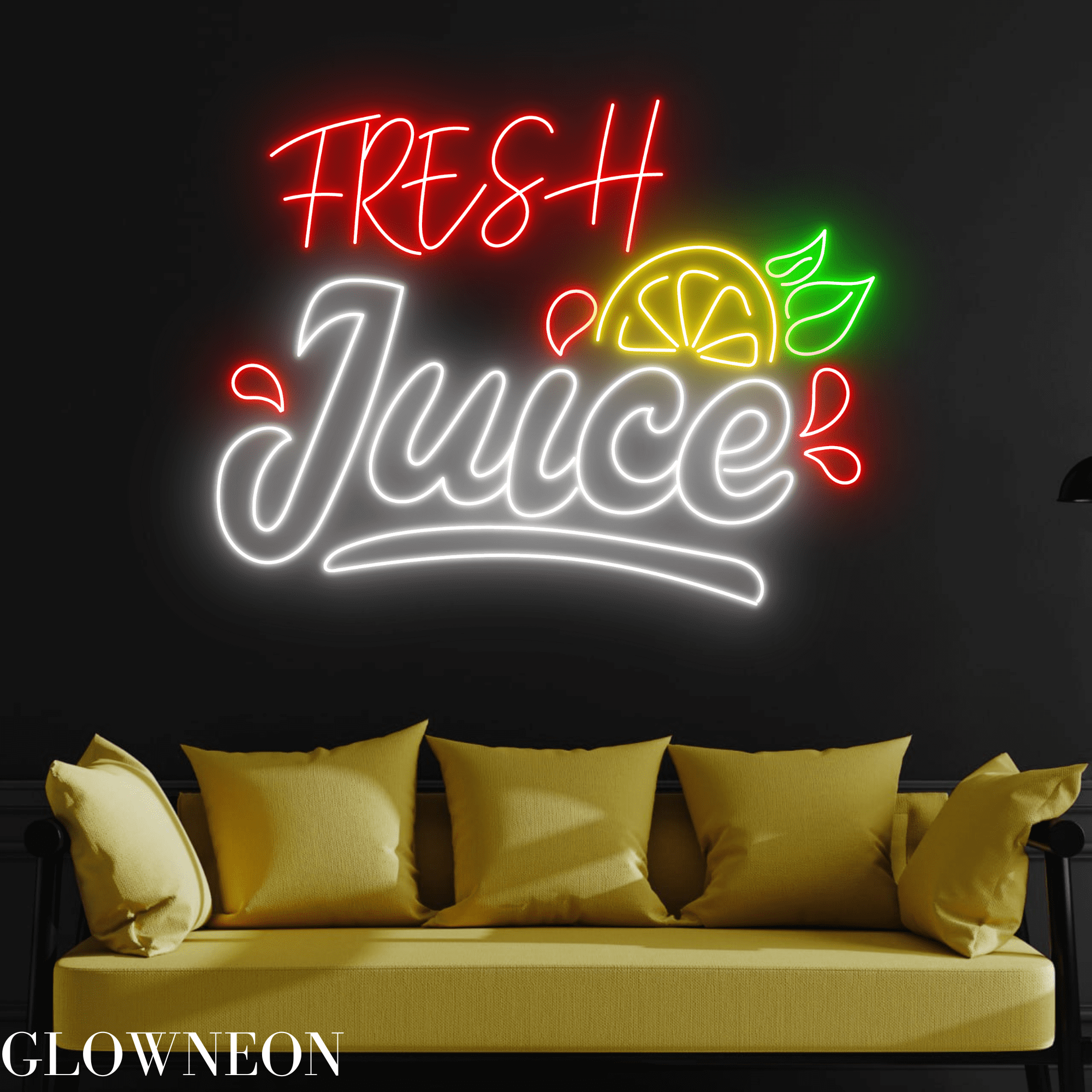 Glowneon Fresh Juice Neon Sign, Fruit Juice Led Sign, Juice Bar Decor ...