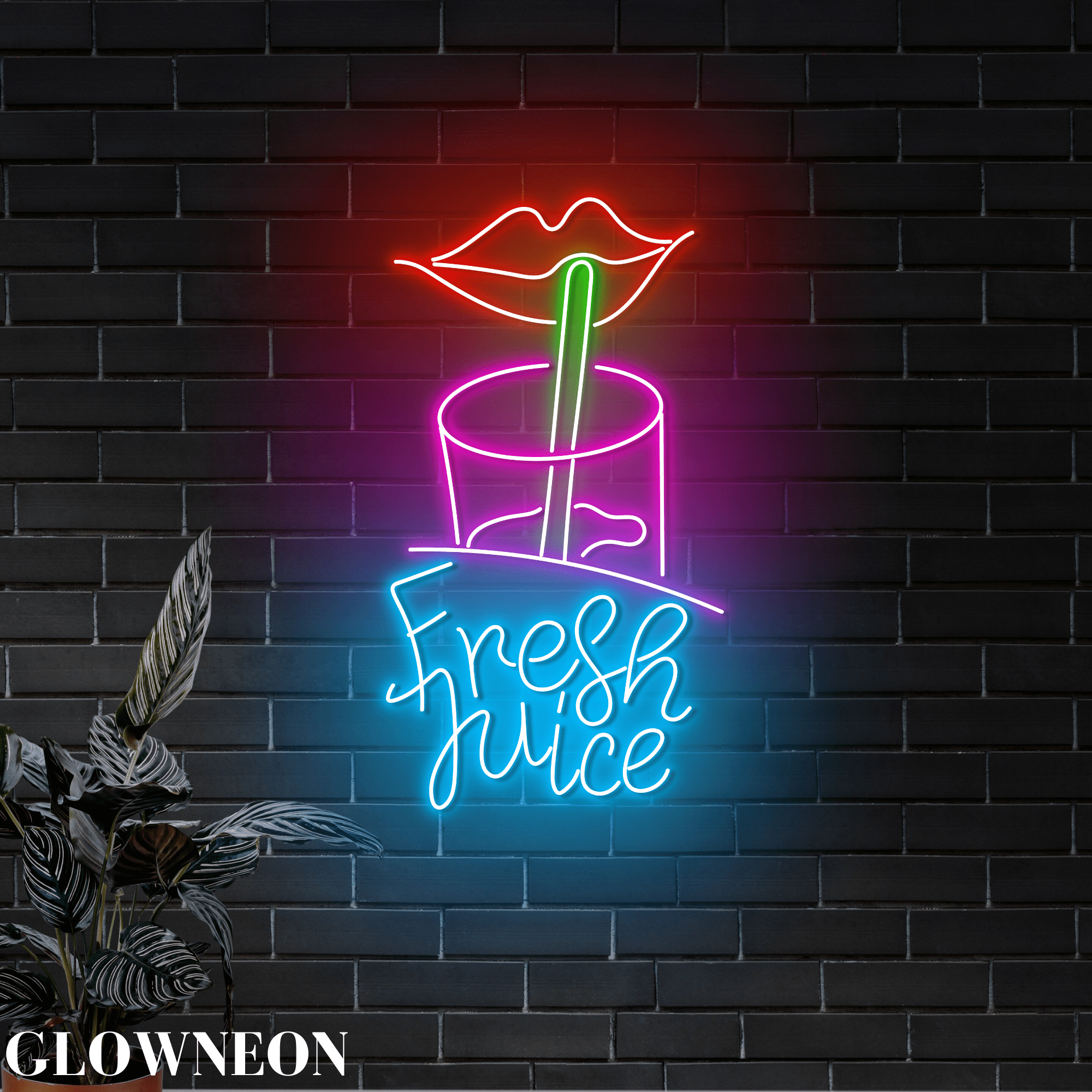 Glowneon Fresh Juice Neon Sign, Juice Bar Wall Art, Juice Shop Decor ...