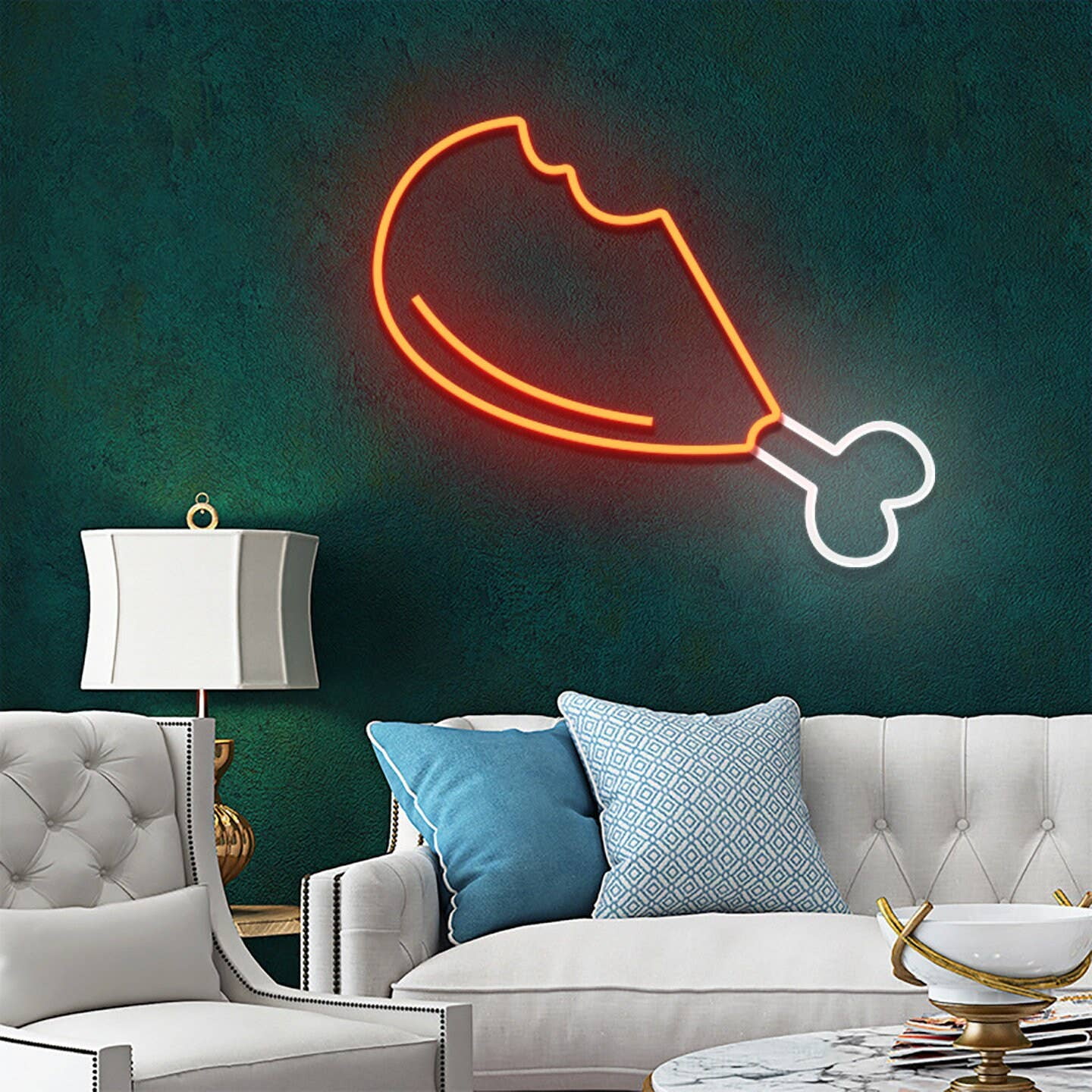 Glowneon Fried Chicken Neon Sign, Fast Food Restaurant Wall Art Decor ...