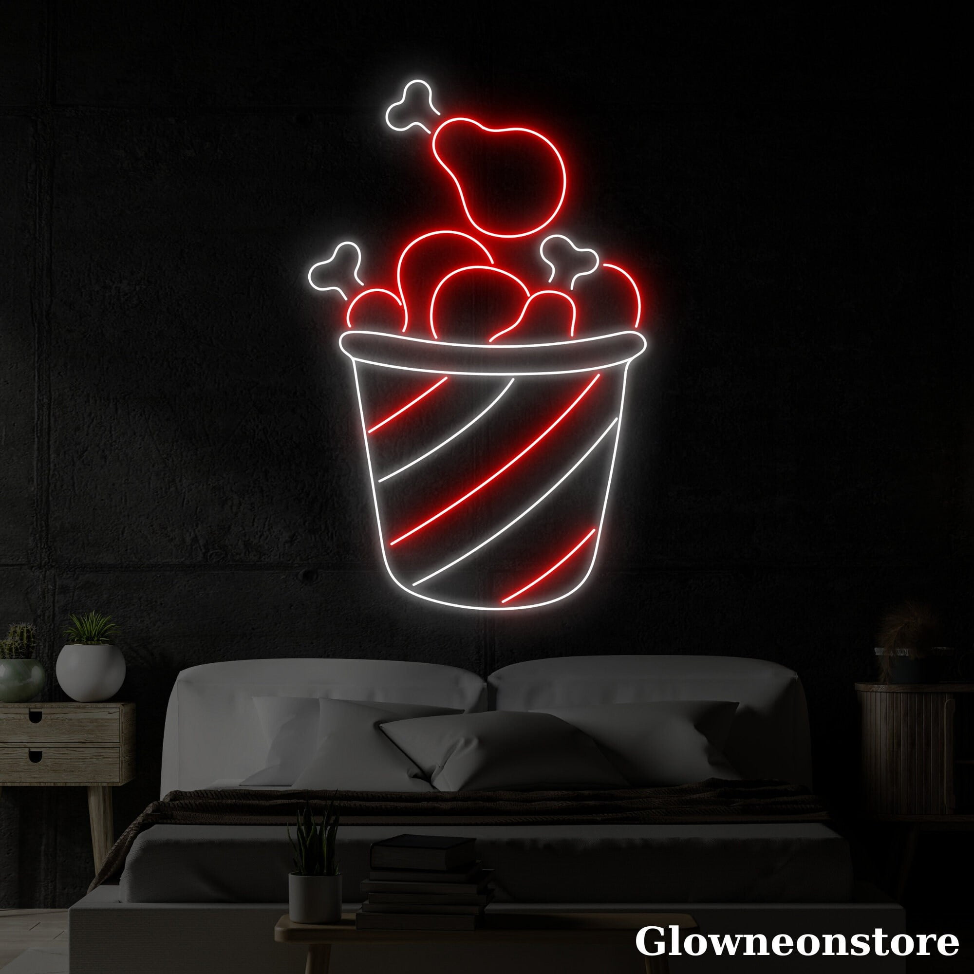Glowneon Fried Chicken Neon Sign, Fried Chicken Led Sign, Fast Food ...