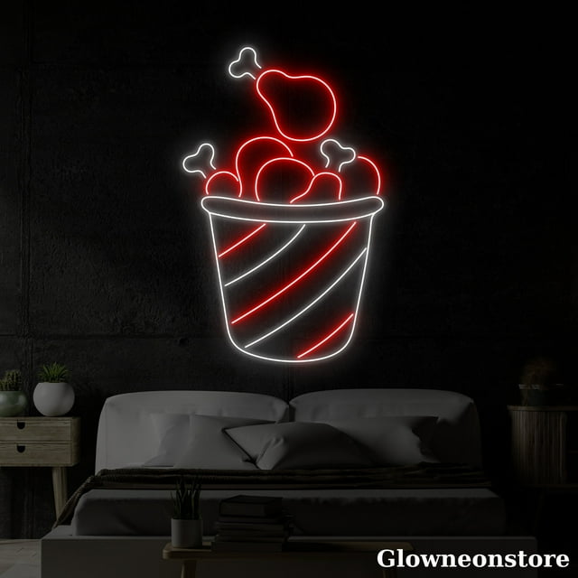 Glowneon Fried Chicken Neon Sign, Fried Chicken Led Sign, Fast Food ...
