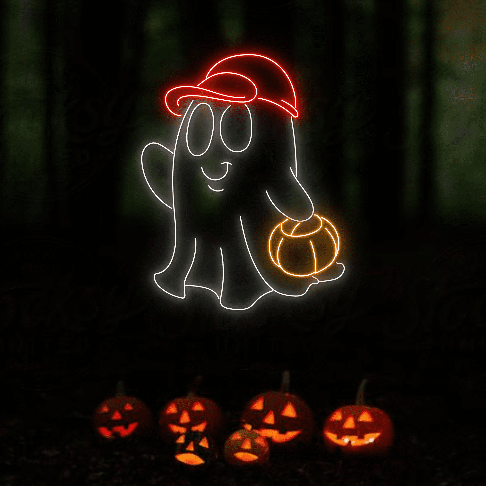 Glowneon Friendly Ghost Led Signs, Halloween Long-lasting Wall Decor ...