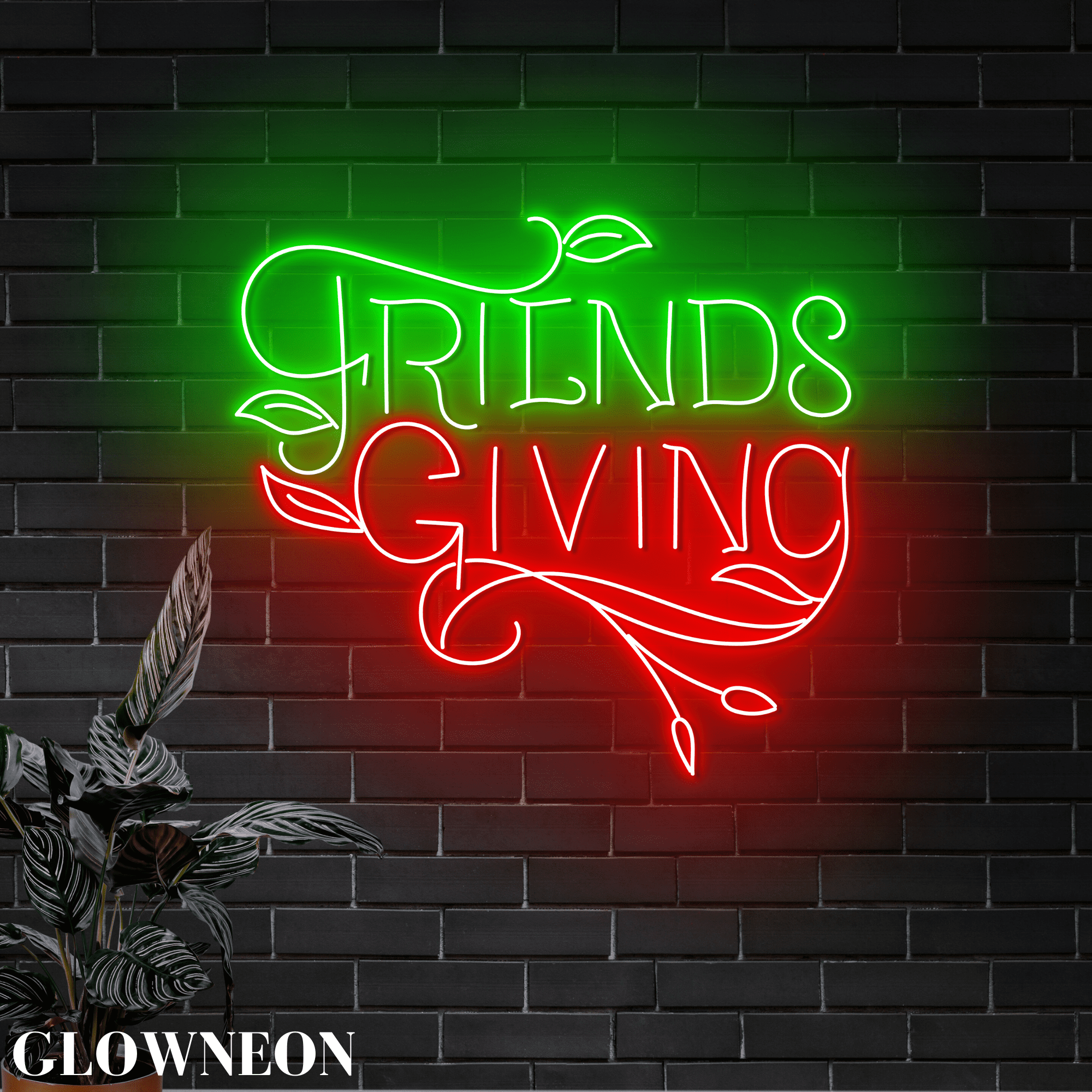 Glowneon Friendsgiving Neon Wall Decor, Thanksgiving Day Led Wall Art ...