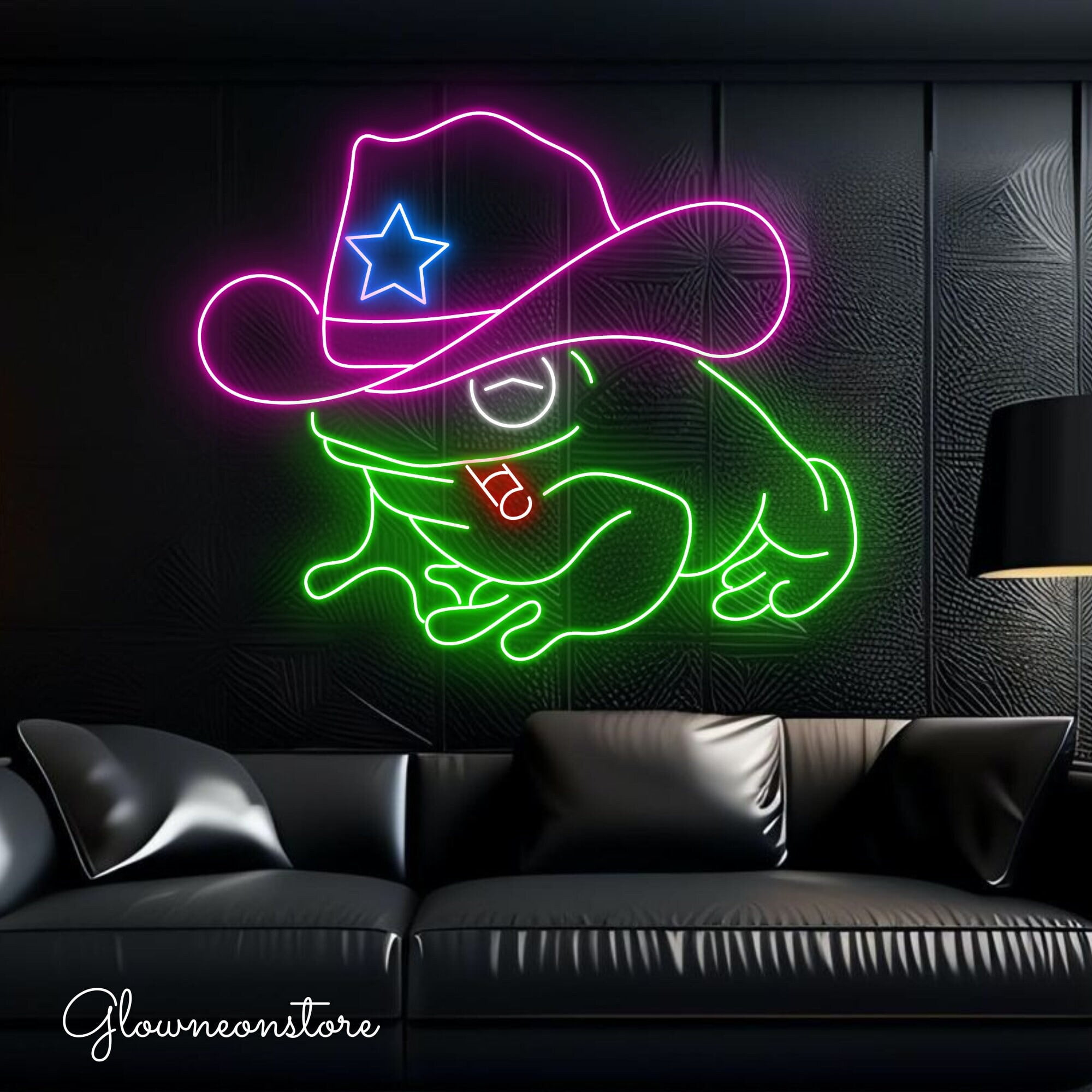 Glowneon Frog Cowboy Neon Sign, Frog Cowboy Led Light, Frog Smoking ...