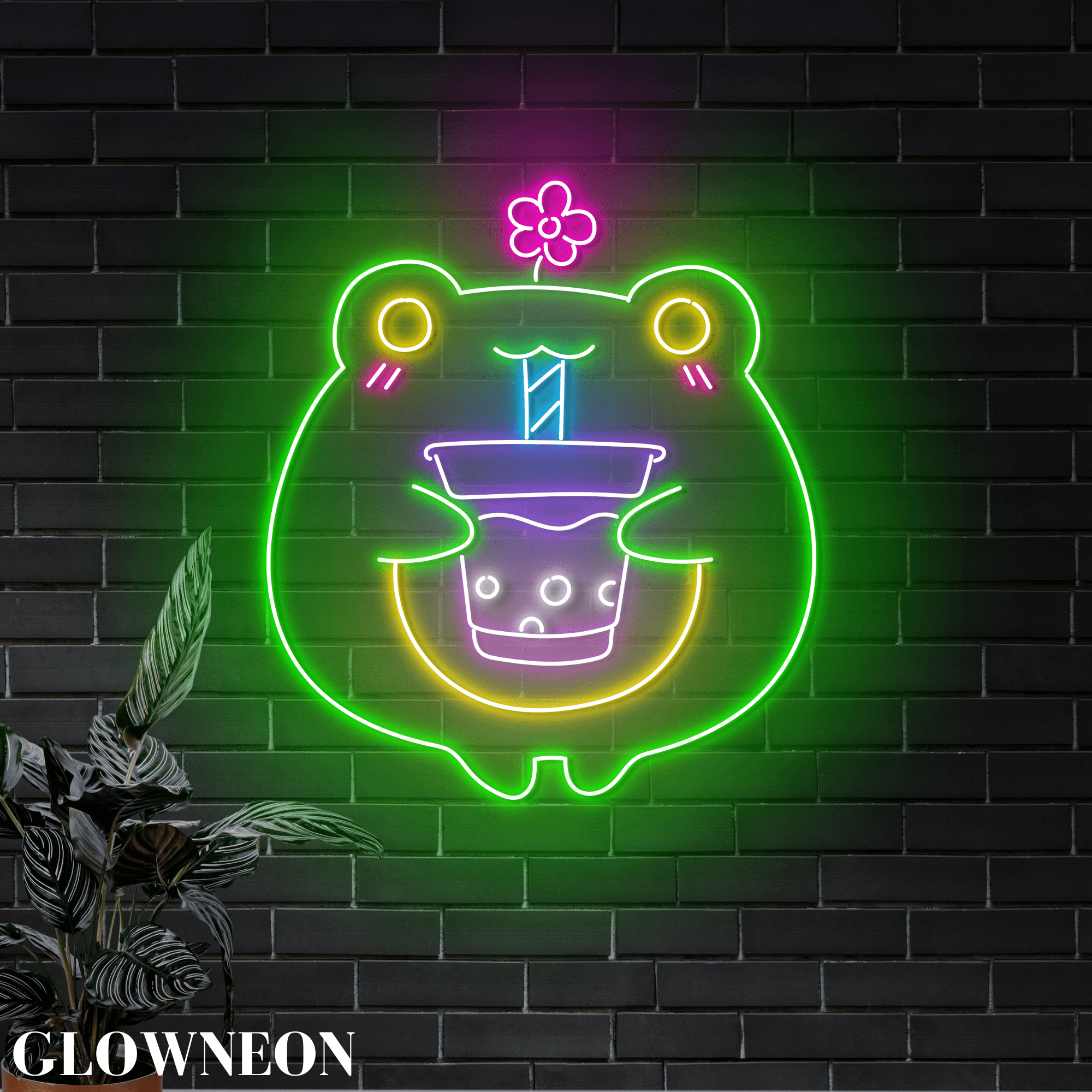 Glowneon Frog Drink Boba Led Wall Art Decor, Boba Tea Shop Neon Light ...