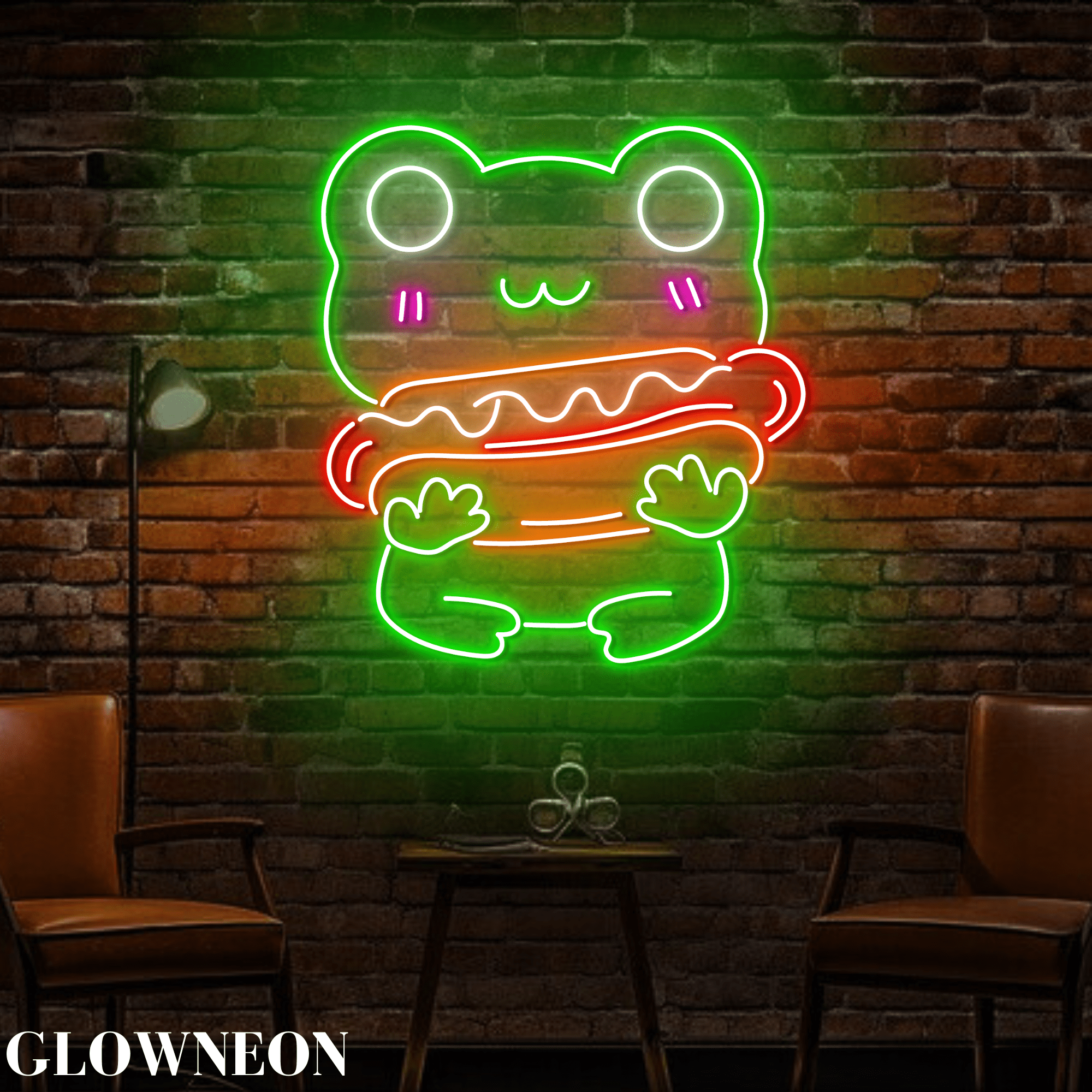 Glowneon Frog Hot Dog Restaurant Neon Sign, Hot Dog Shop Led Wall Art ...