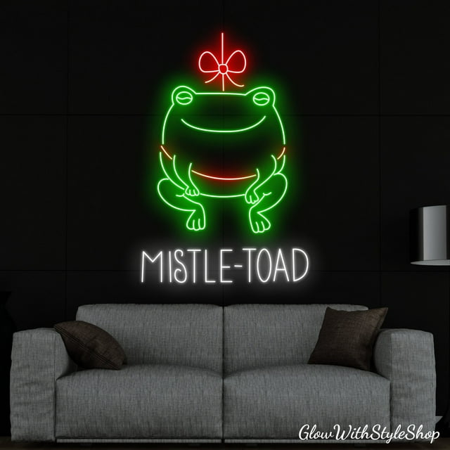 Glowneon Frog Mistletoad Neon Sign, Cute Frog Mistletoad Led Sign, Frog ...