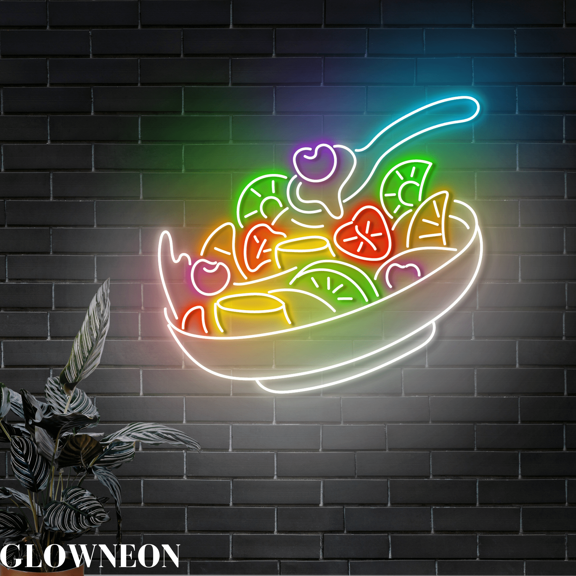 Glowneon Fruit Salad Neon Sign, Healthy Fruit Salad Bar Wall Led Decor ...