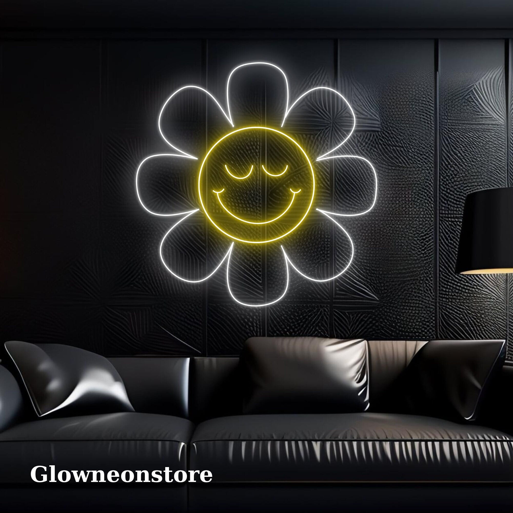 Glowneon Fun Face Flower Neon Sign, Sunflower Led Light, Sunflower Neon ...