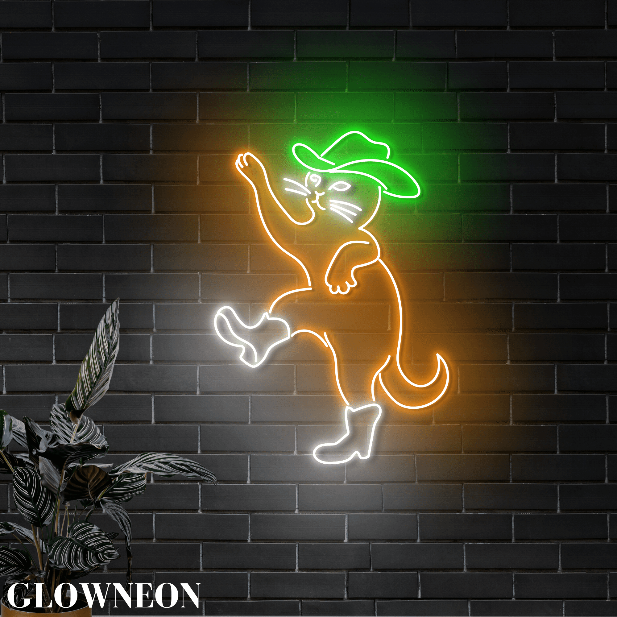 Glowneon Funny Cowboy Cat Wall Led Signs, Cat Cowboy Signs, Cat Decor ...