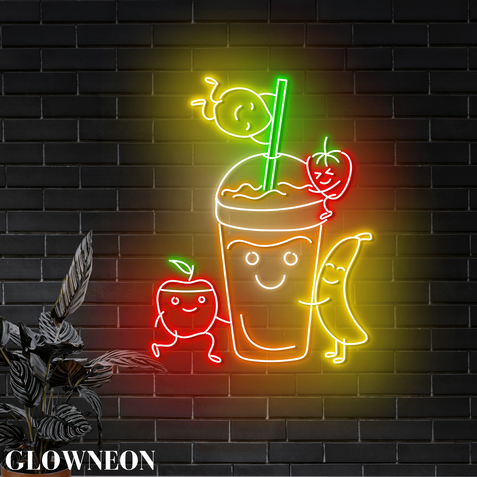 Glowneon Funny Fruit Smoothie Neon Sign, Smoothie Shop Led Wall Decor ...