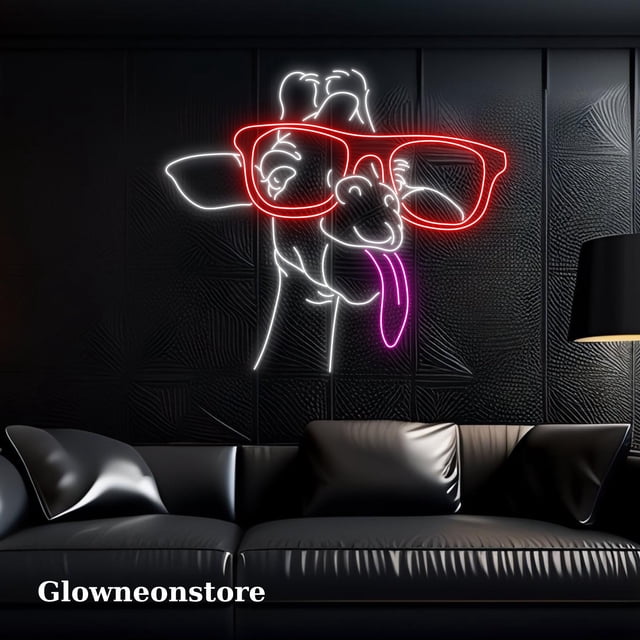 Glowneon Funny Giraffe Neon Sign, Giraffe Wearing Glasses Led Light ...