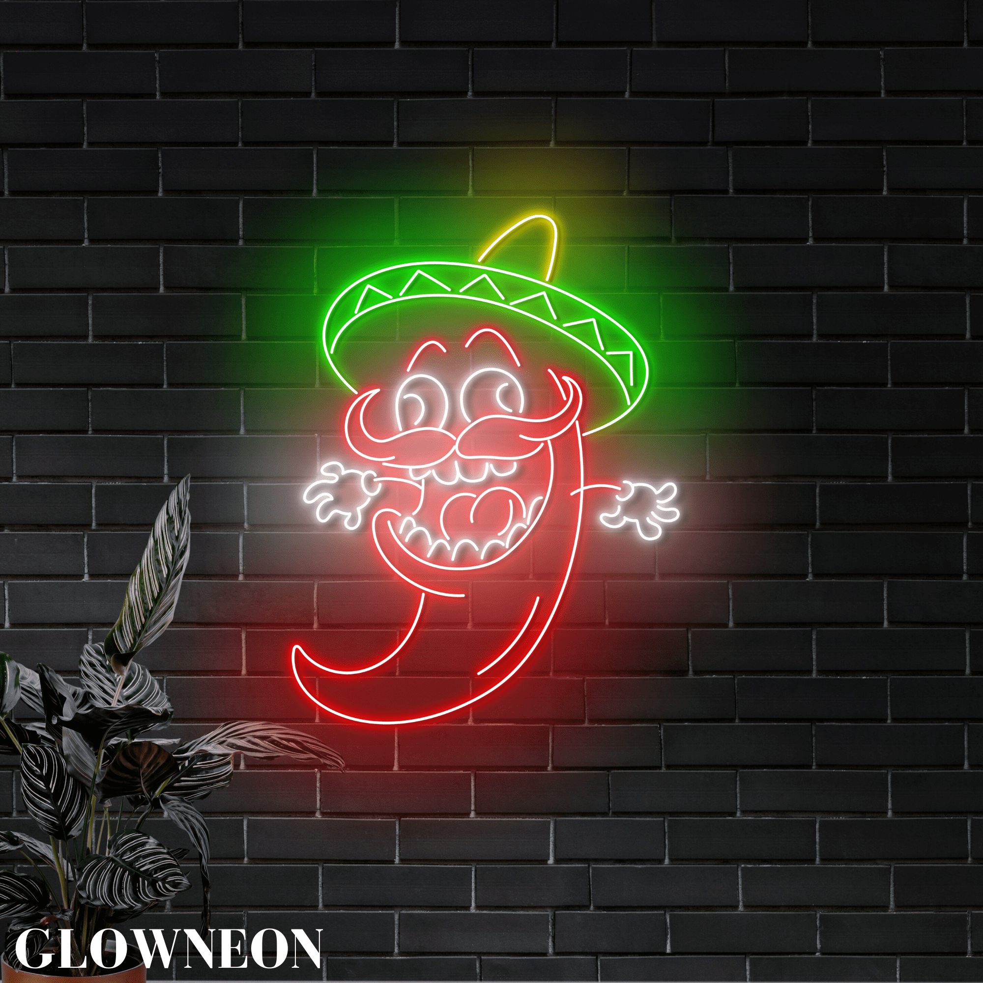 Glowneon Funny Pepper Mexican Restaurant Decor, Viva Mexico Neon Sign ...
