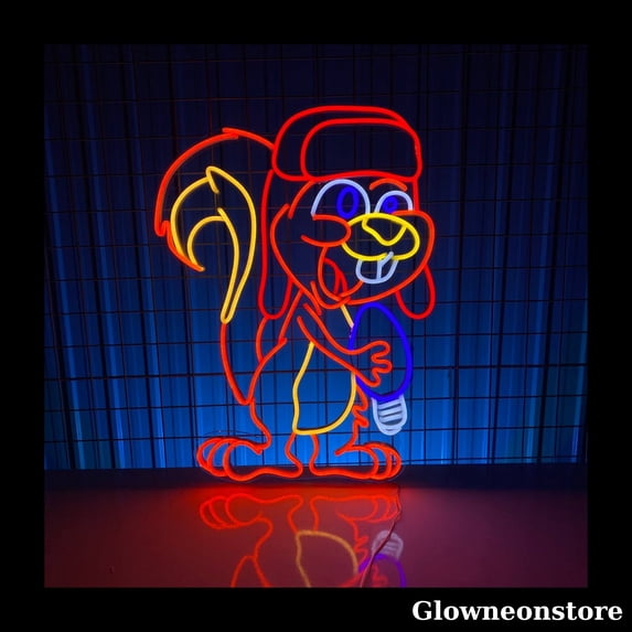 Glowneon Funny Squirrel Neon Sign, Cute Squirrel LED Sign, Handmade ...