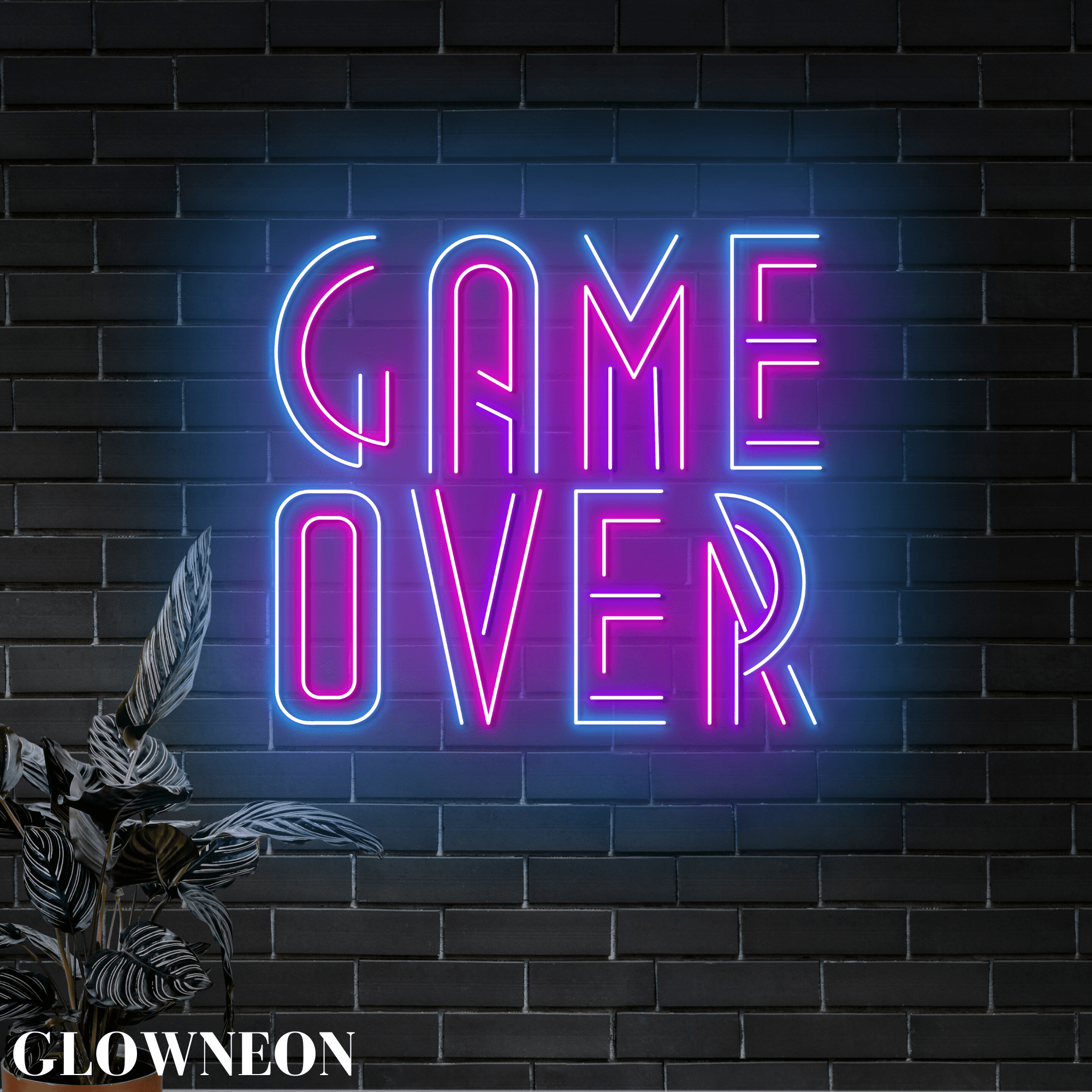 Glowneon Game Over Wall Art Led Light, Game Home Bar Neon Decorations ...