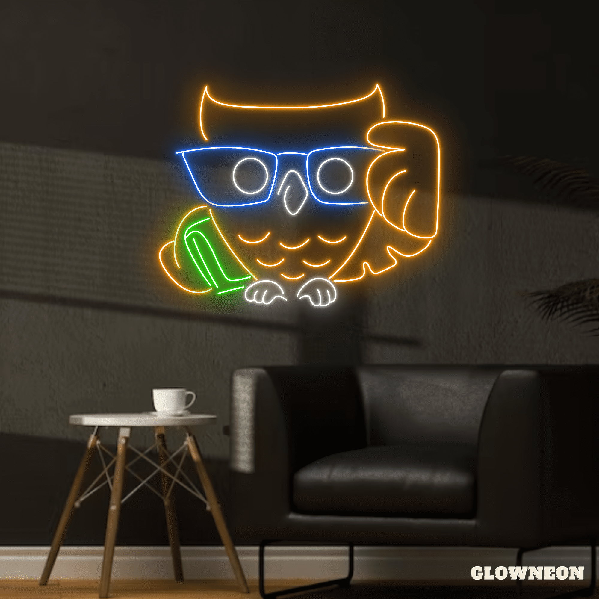 Glowneon Geek Owl Neon Sign, Cute Owl Wall Decor, Funny Owl Sign ...