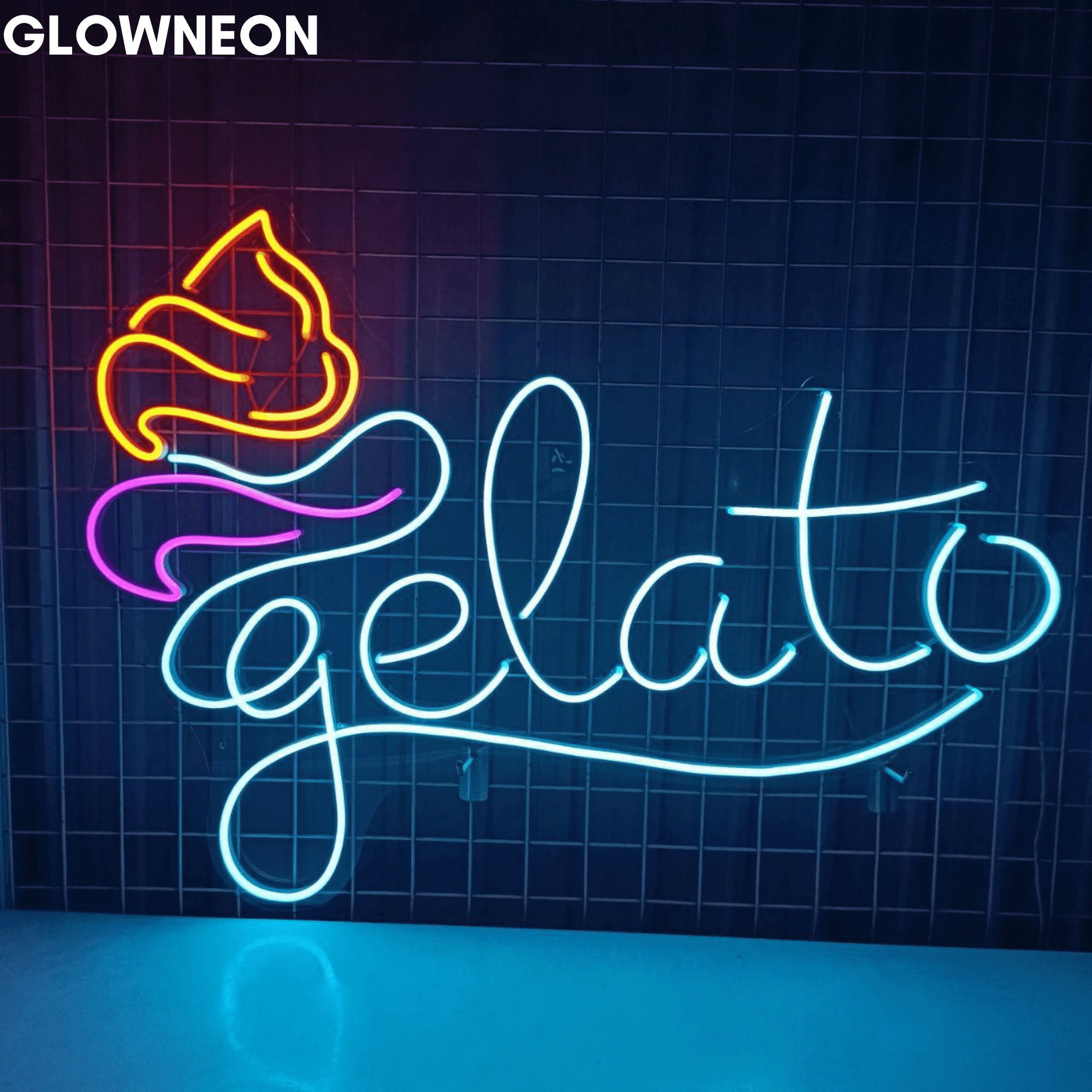 Glowneon Gelato Neon Light, Ice Cream Shop Wall Art With Led Light ...