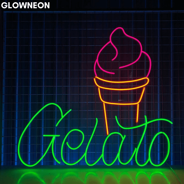 Glowneon Gelato Neon Sign, Gelato Ice Cream Shop Wall Art Led Light ...