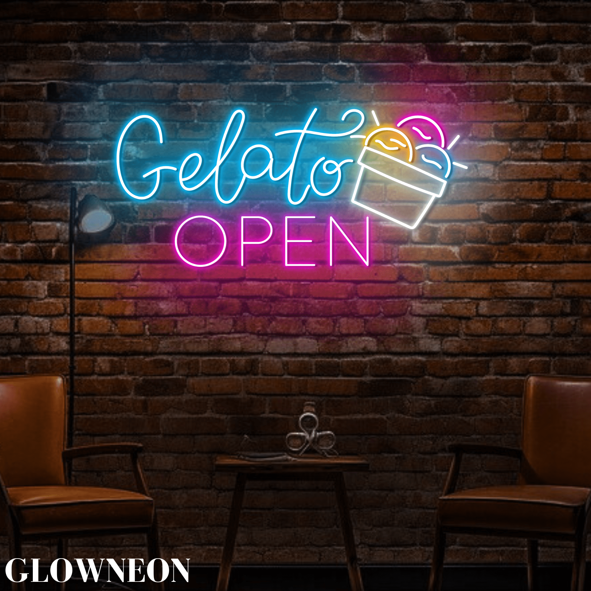 Glowneon Gelato Open Neon Sign, Gelato Ice Cream Dessert Shop Decor ...