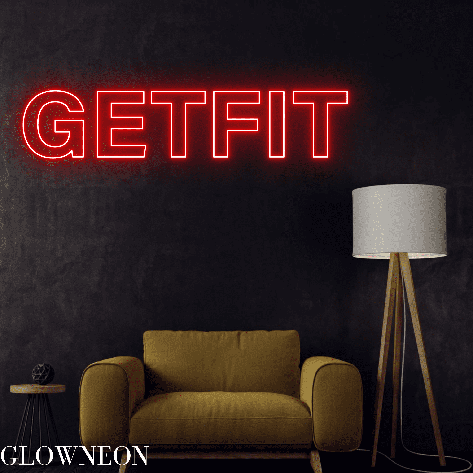 Glowneon Get Fit Neon Sign, Gym Led Sign, Fitness Room Wall Led Decor ...