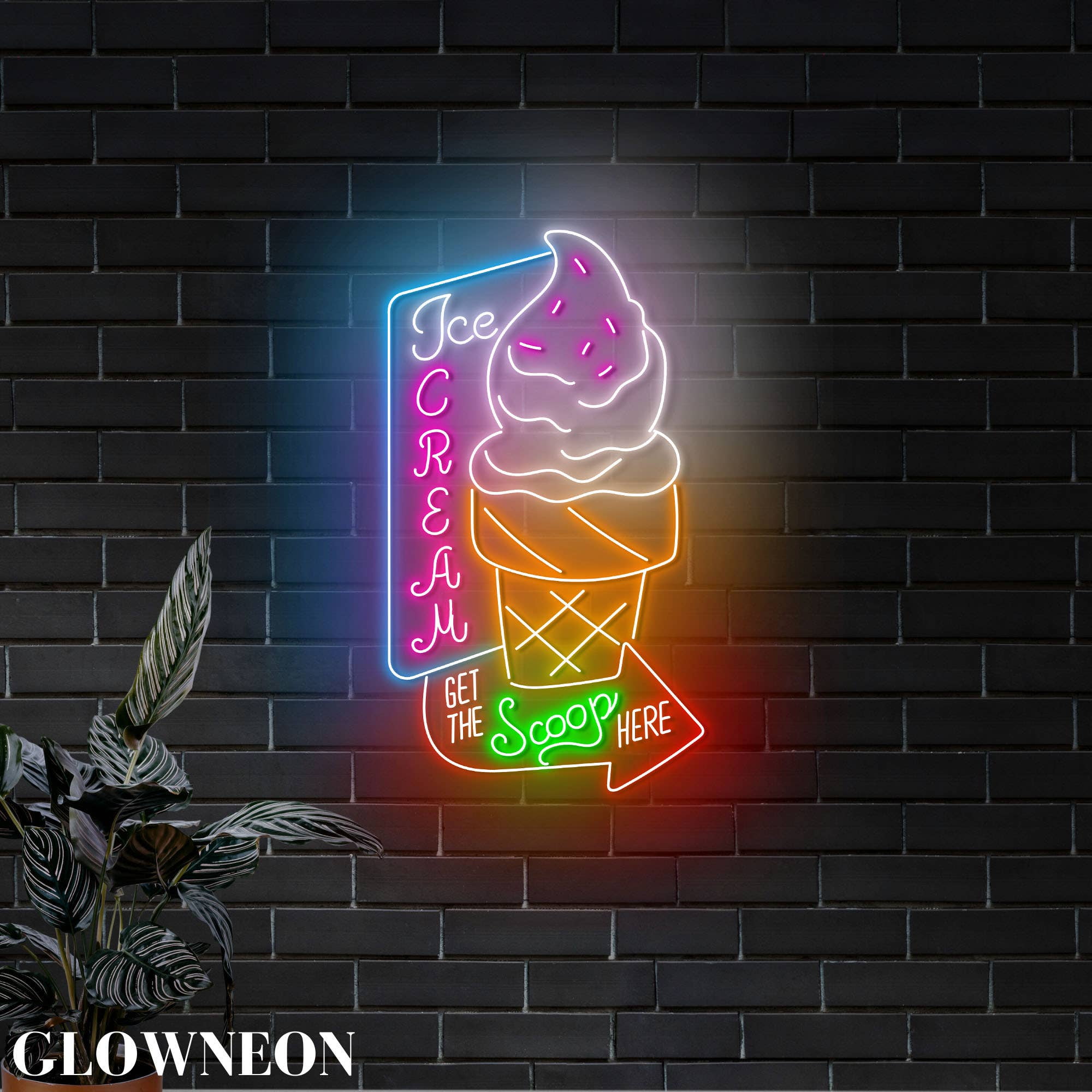 Glowneon Get The Scoop Here Led Lights, Ice Cream Shop Neon Open Sign ...