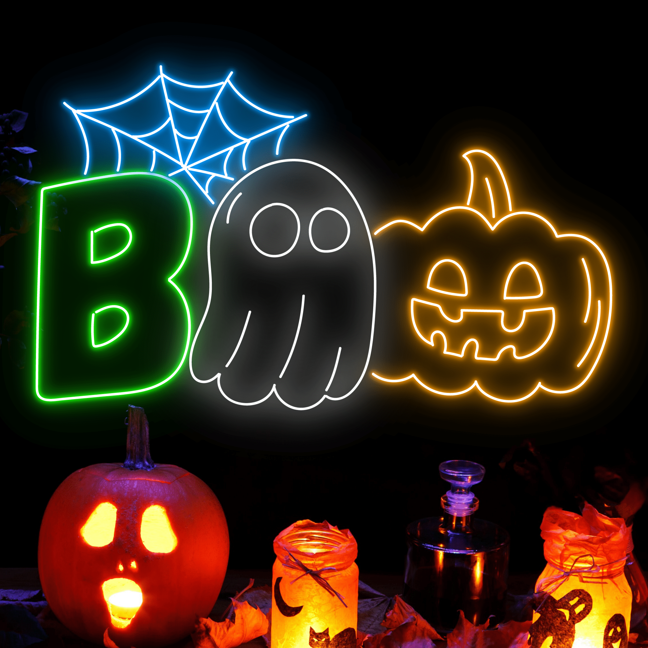 Glowneon Ghost Boo Halloween Led Signs, Halloween Neon Lights Decor ...