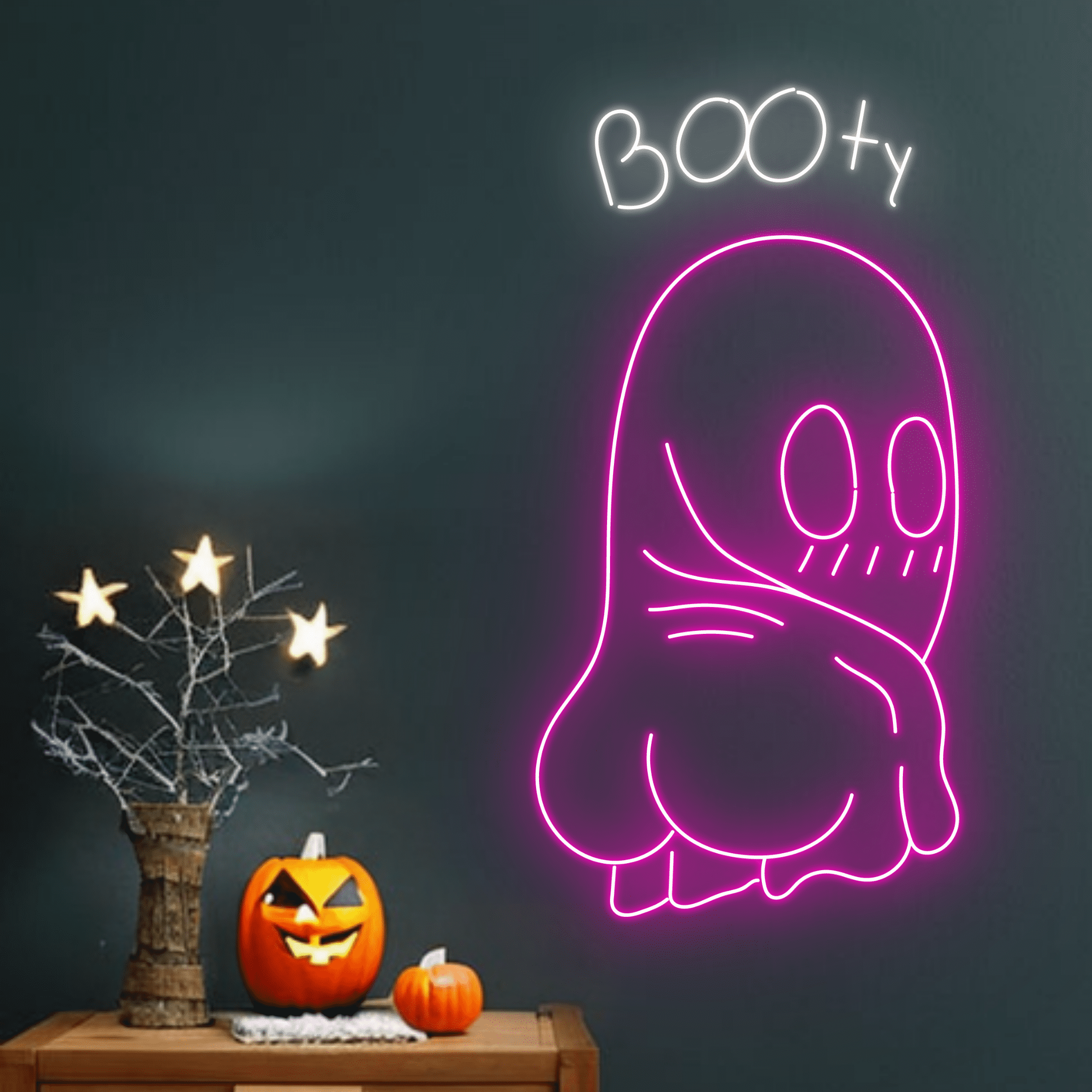Glowneon Ghost Booty Neon Sign, Halloween Abstract Art Decor - Walmart.com