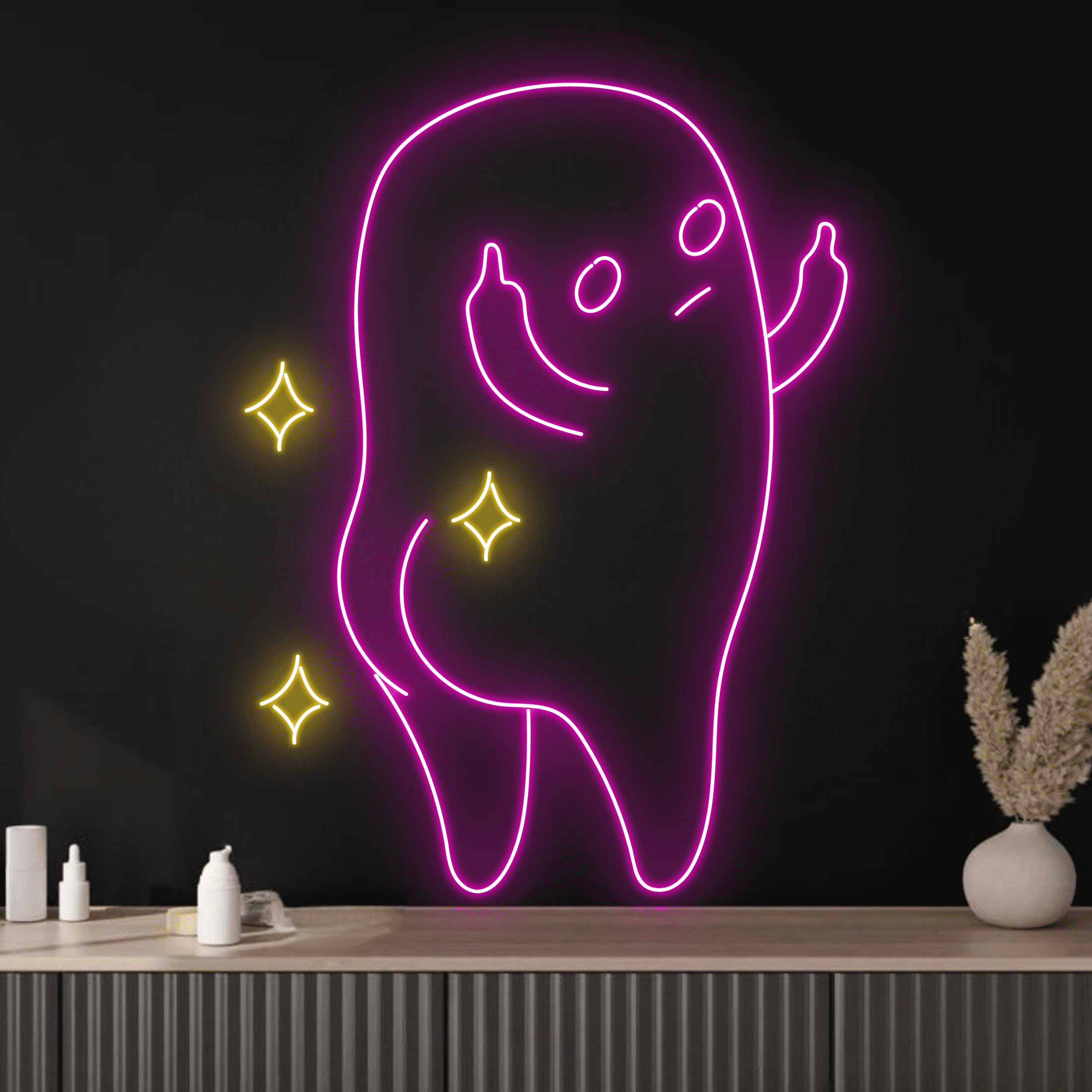 Glowneon Ghost Butt Neon Sign, Abstract Art Decor For Shop/Store ...