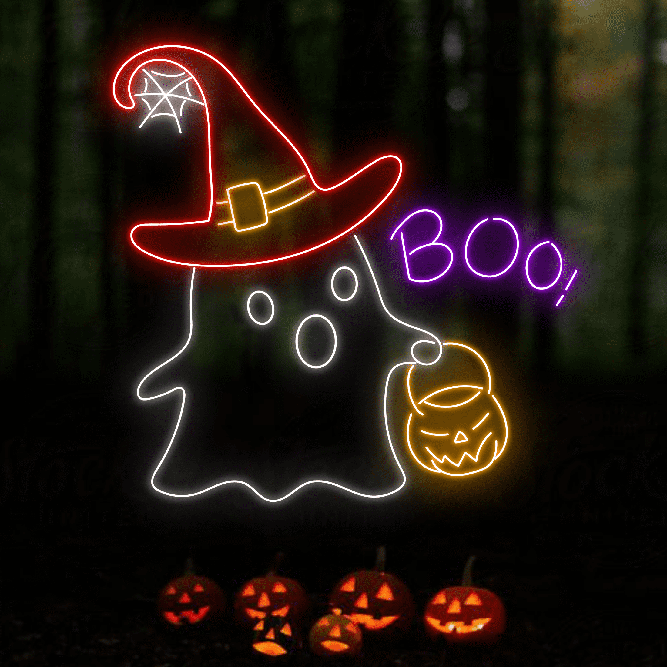 Glowneon Ghost Halloween Led Signs, Boo Halloween Neon Lights Decor ...