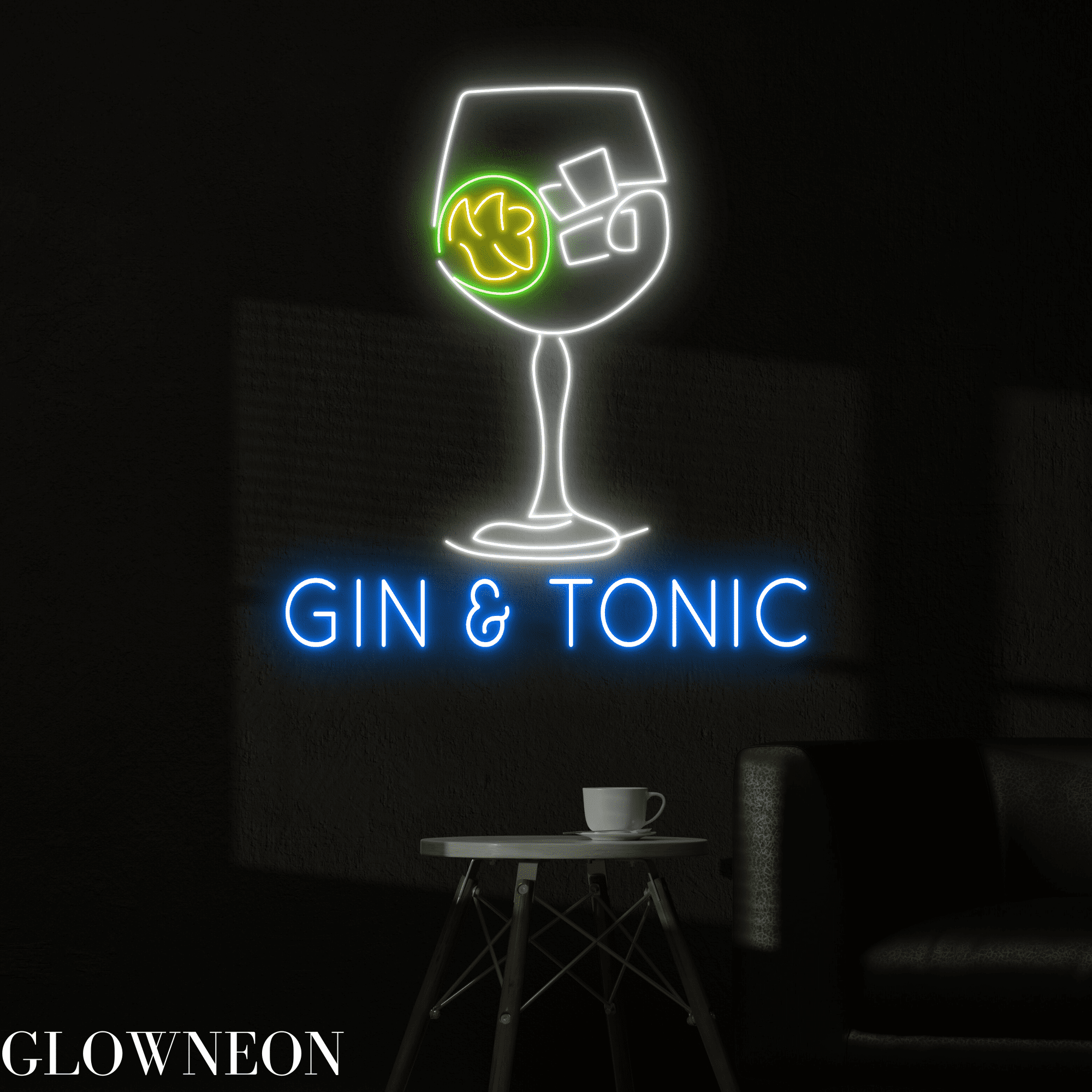 Glowneon Gin & Tonic Neon Sign, Gin & Tonic Cocktail Bar Led Decor ...