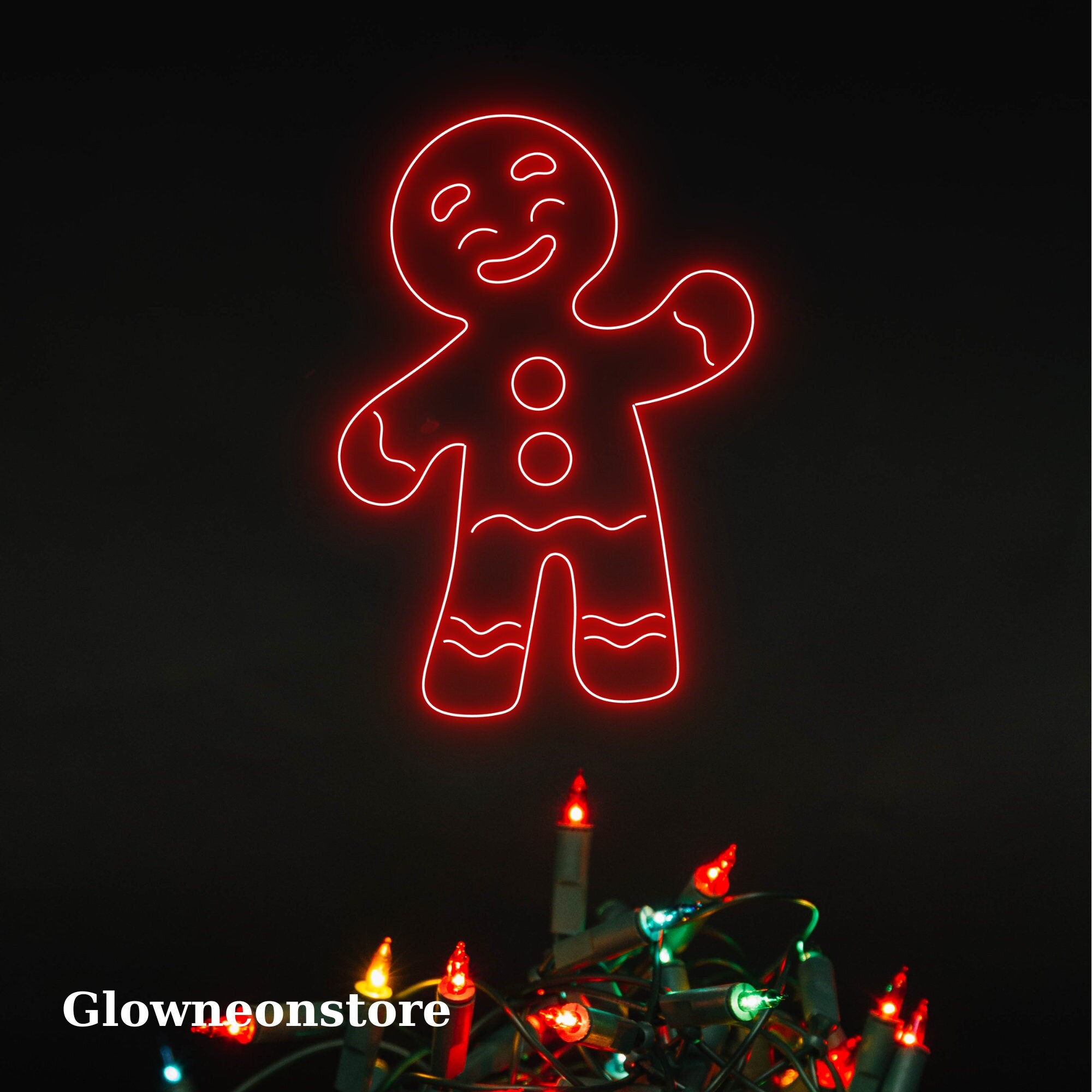 Glowneon Gingerbread Neon Sign, Gingerbread Man LED Neon Sign Lights ...