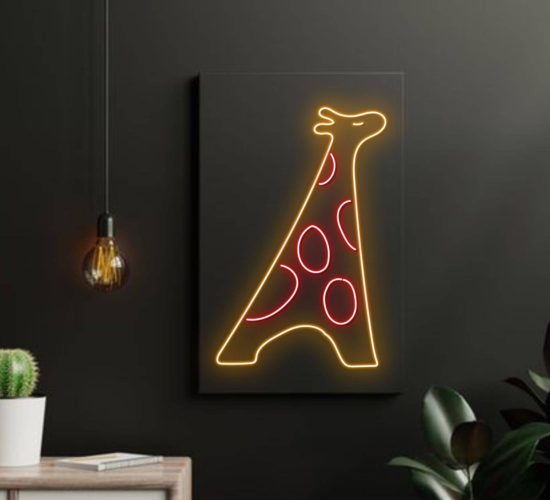 Glowneon Giraffe With Pizza Neon Sign, Kitchen Restaurant Decor ...