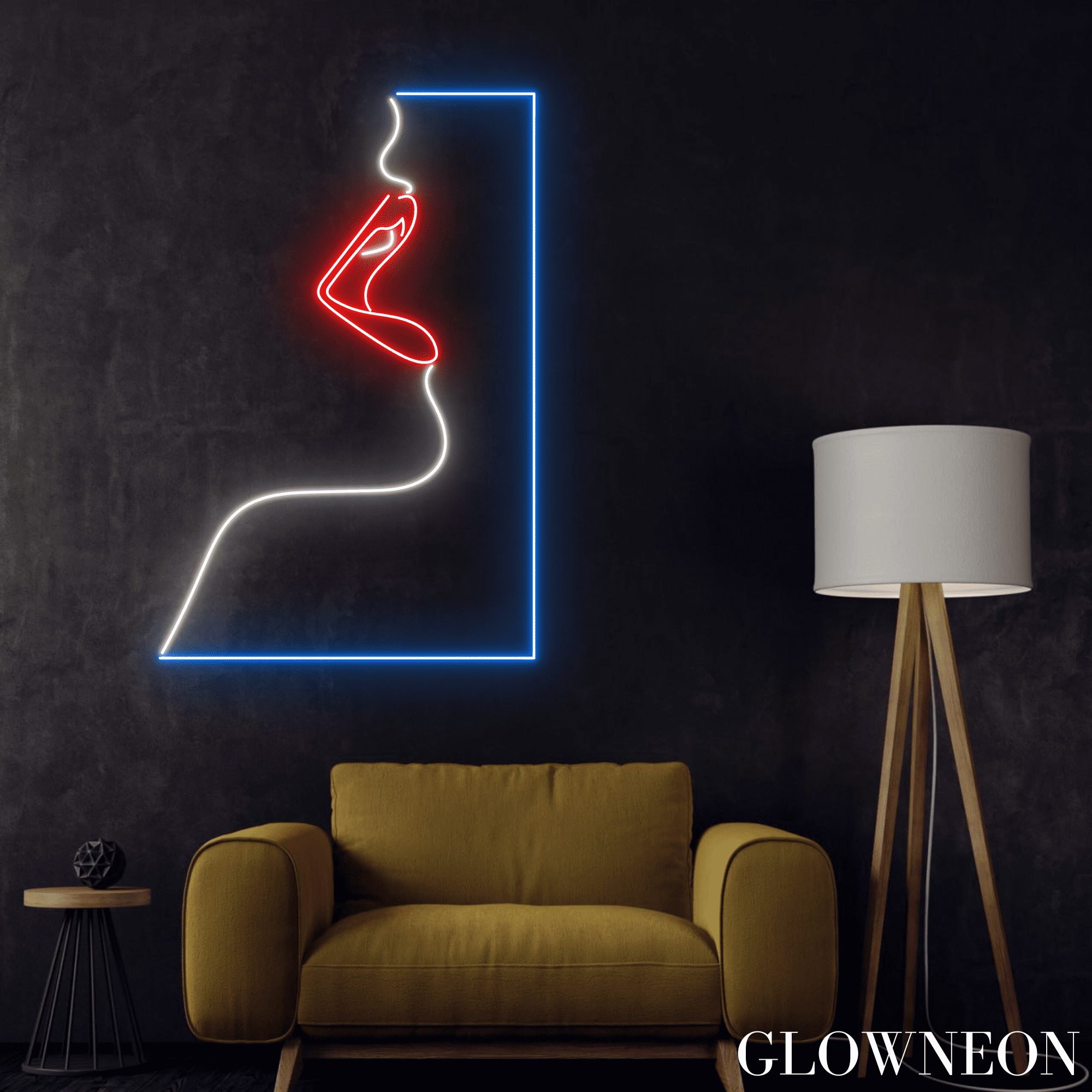 Glowneon Girl Mouth Face Neon Sign, Abstract Girl Face Wall Led Decor ...