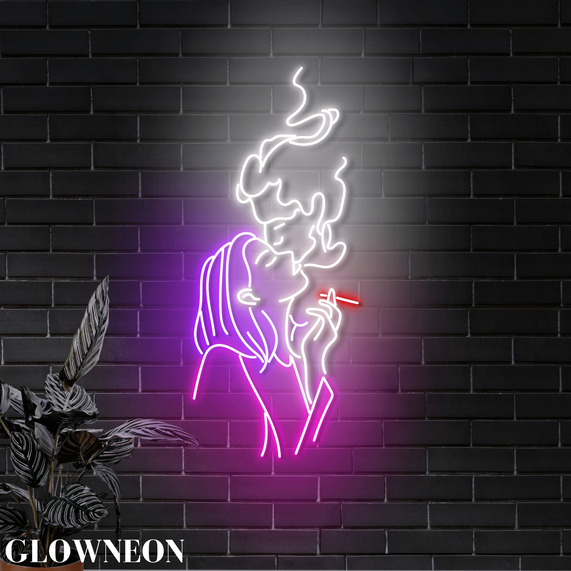 Glowneon Girl Smoking Decor, Girl Smoking Kissing Led Sign, Bar Decor ...