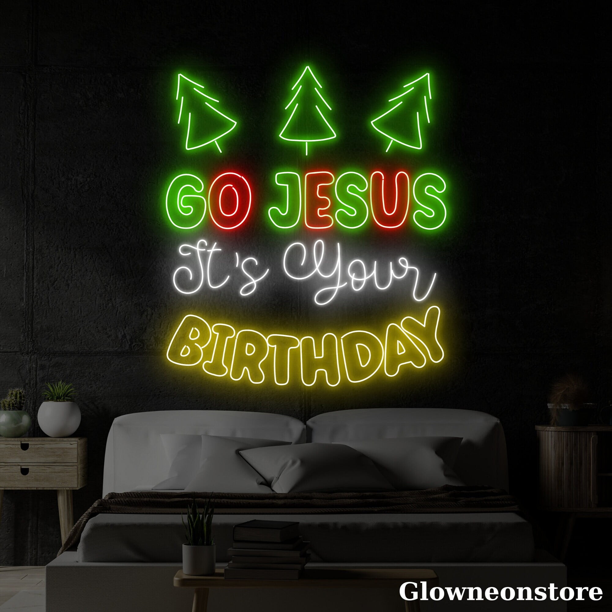 Glowneon Go Jesus It's You Birthday Neon Sign, Happy Birthday Led Sign ...