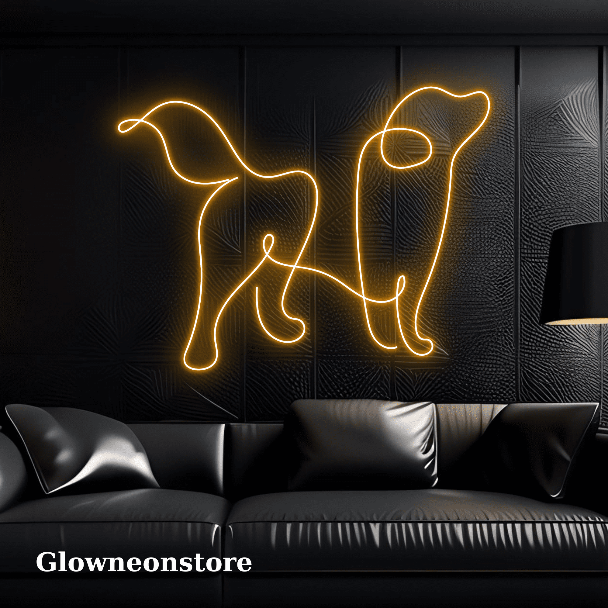Glowneon Golden Dog Line Art Neon Sign, Golden Pet Led Light Decor ...