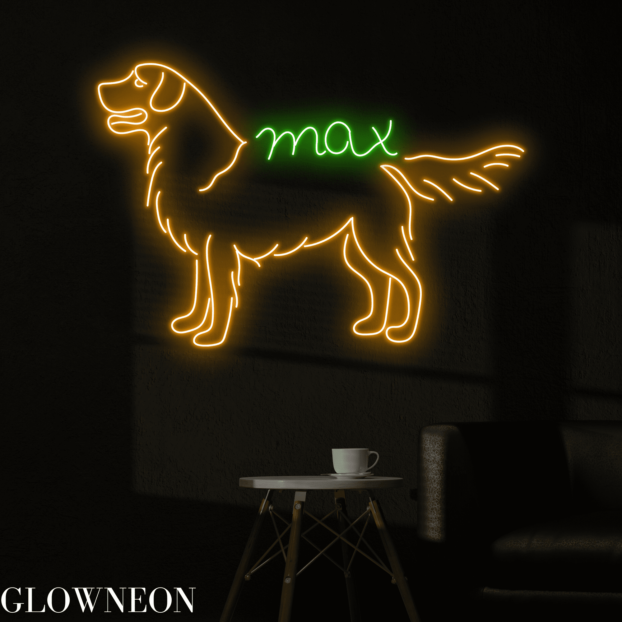 Glowneon Golden Retriever Dog Neon Sign, Golden Retriever Led Sign ...