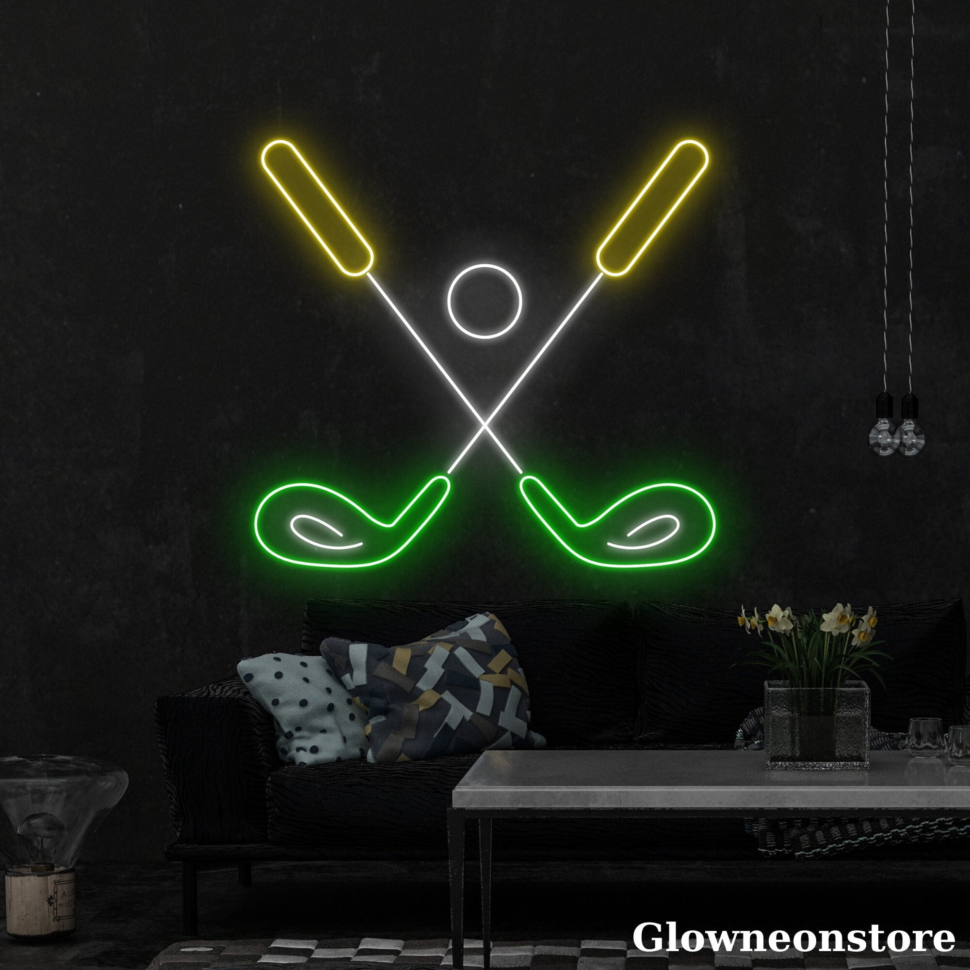 Glowneon Golf Clubs Neon Sign, Golf Led Sign, Golf Player Room Decor ...