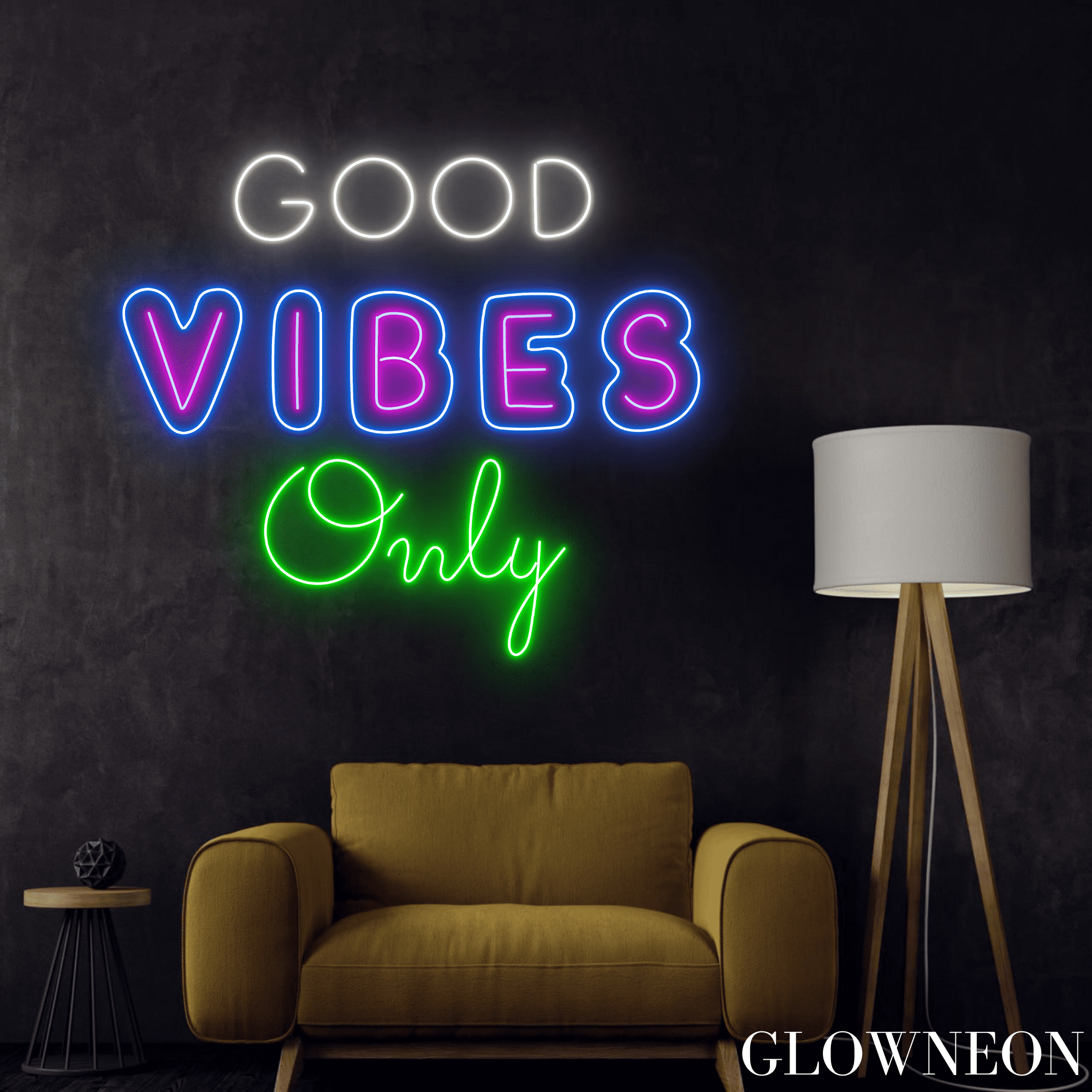Glowneon Good Vibes Only Neon Sign, Wedding Led Sign, Party Decor ...