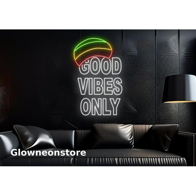 Glowneon Good Vibes Only Rasta Neon Sign, Good Vibes Only Sign ...