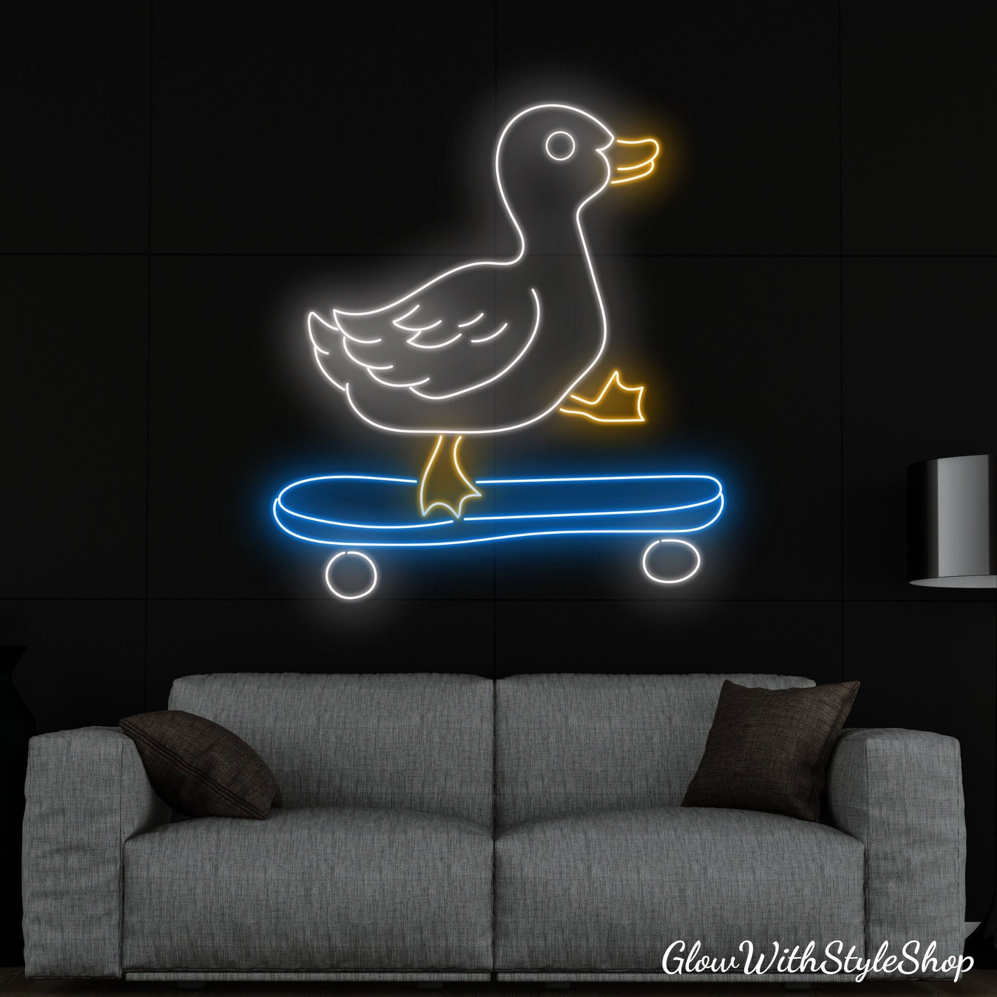 Glowneon Goose Ride On Skateboard Neon Sign, Goose LED Sign, Skate Club ...