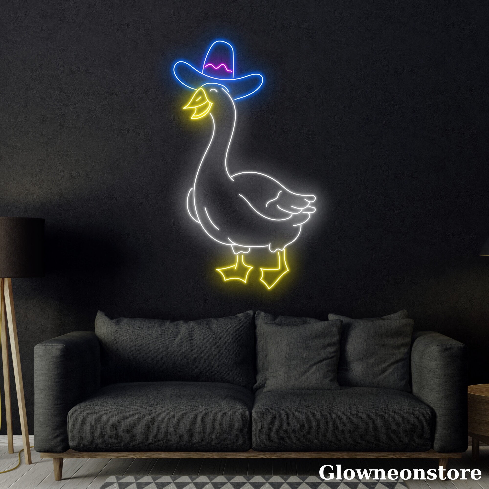 Glowneon Goose With Mexico Hat Neon Sign, Goose LED Sign, Mexican Hat ...